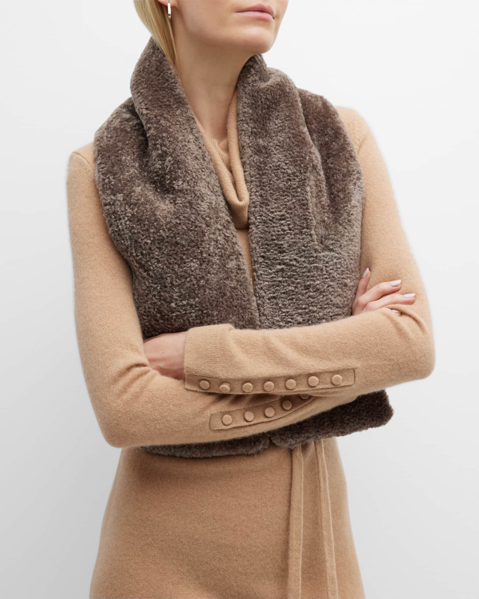 Gorski Sheep Shearling Pull-Through Scarf | Neiman Marcus
