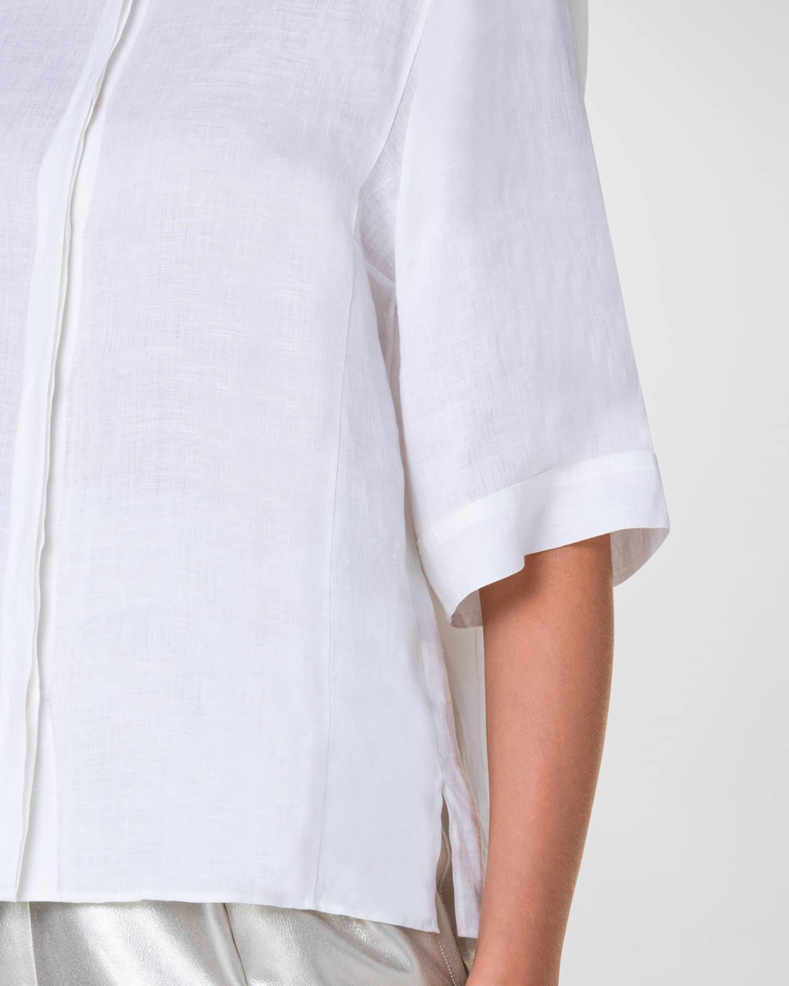 Akris Button-Front Linen Blouse | Neiman Marcus