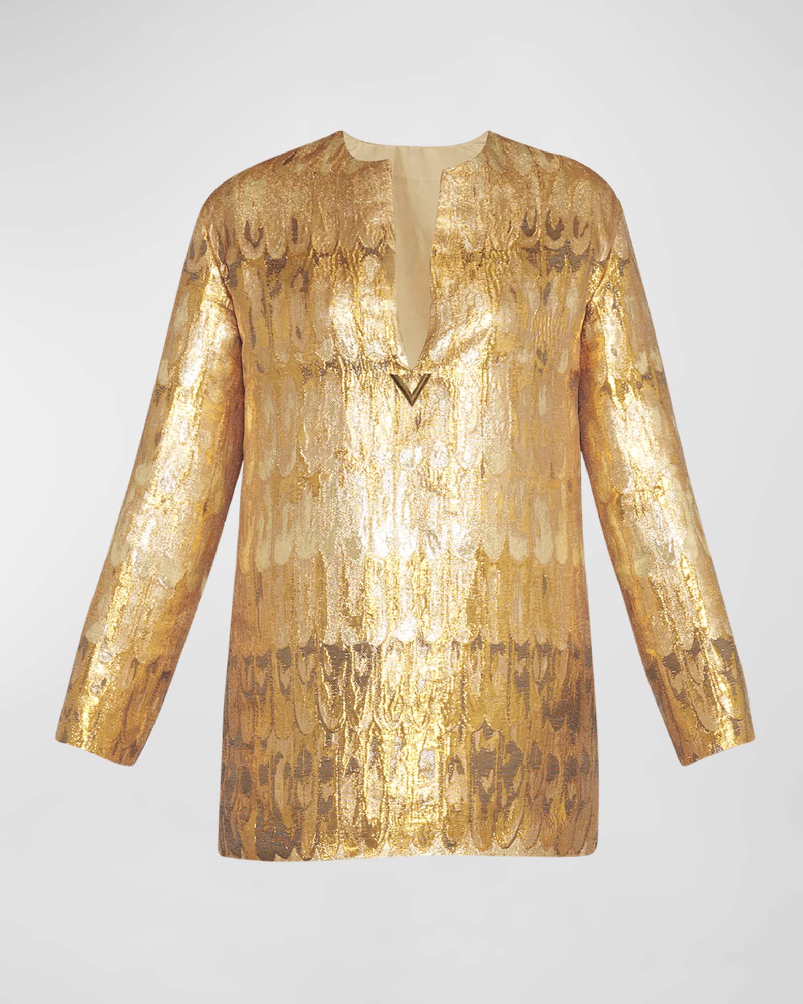 Valentino Garavani Broccato Golden Wings Tunic Dress | Neiman Marcus
