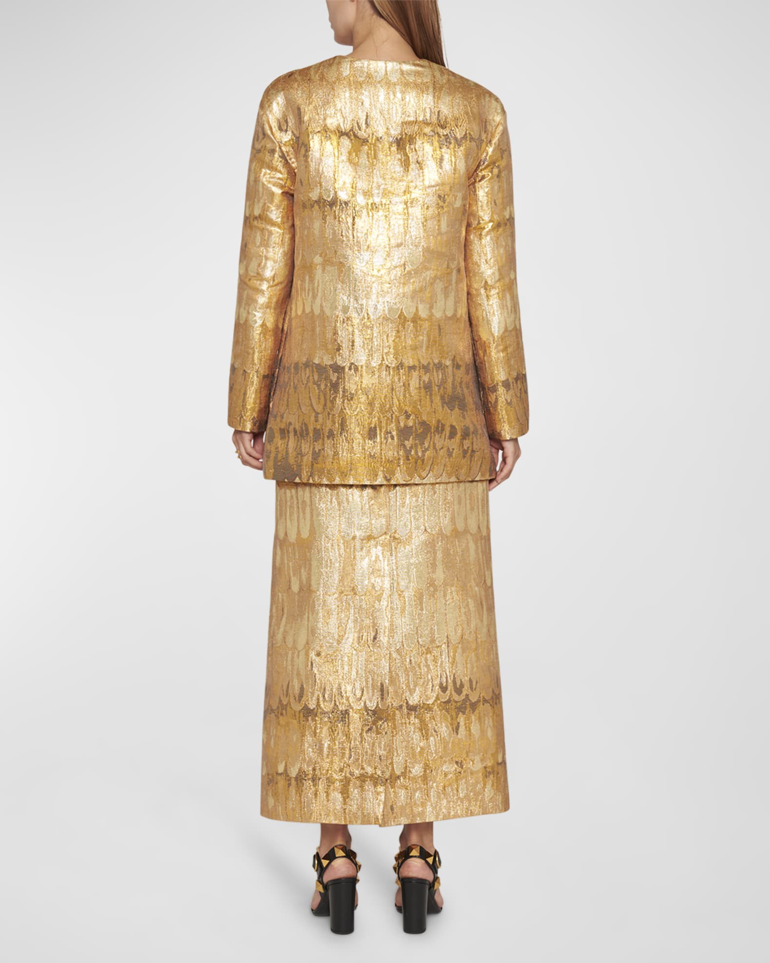 Valentino Garavani Broccato Golden Wings Tunic Dress | Neiman Marcus