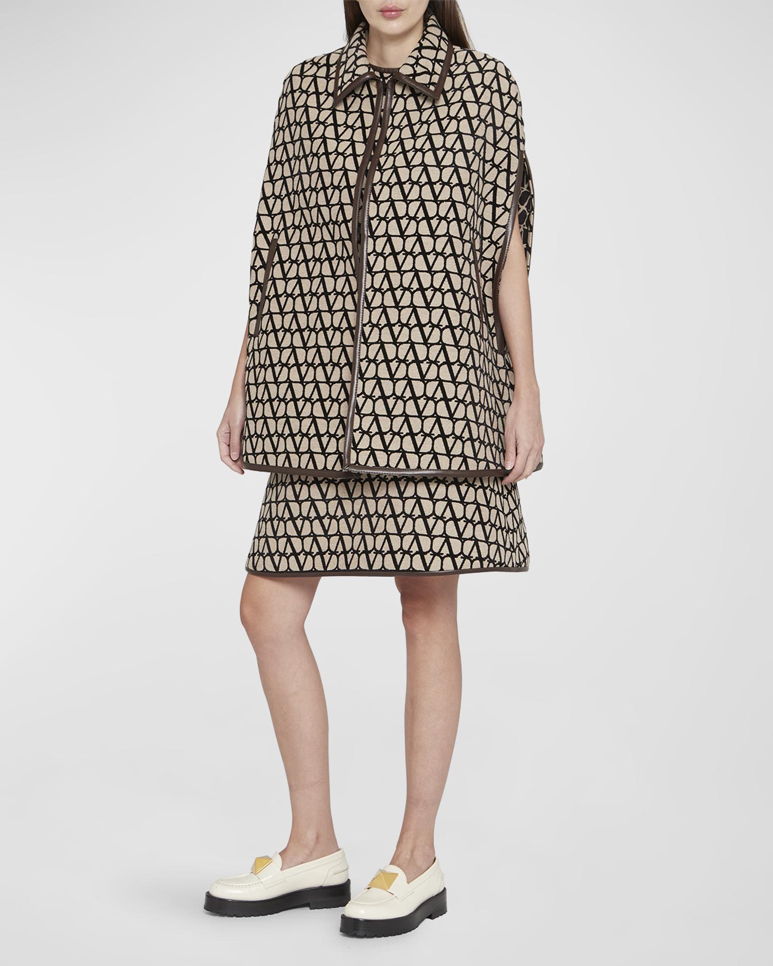 Valentino Garavani Jacquard Logo Cape Coat | Neiman Marcus