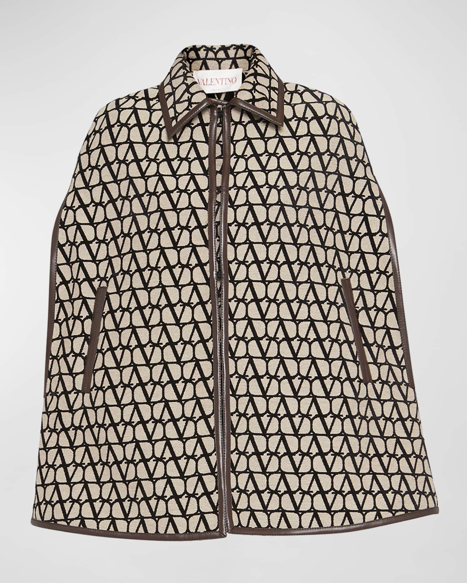 Valentino Garavani Jacquard Logo Cape Coat | Neiman Marcus