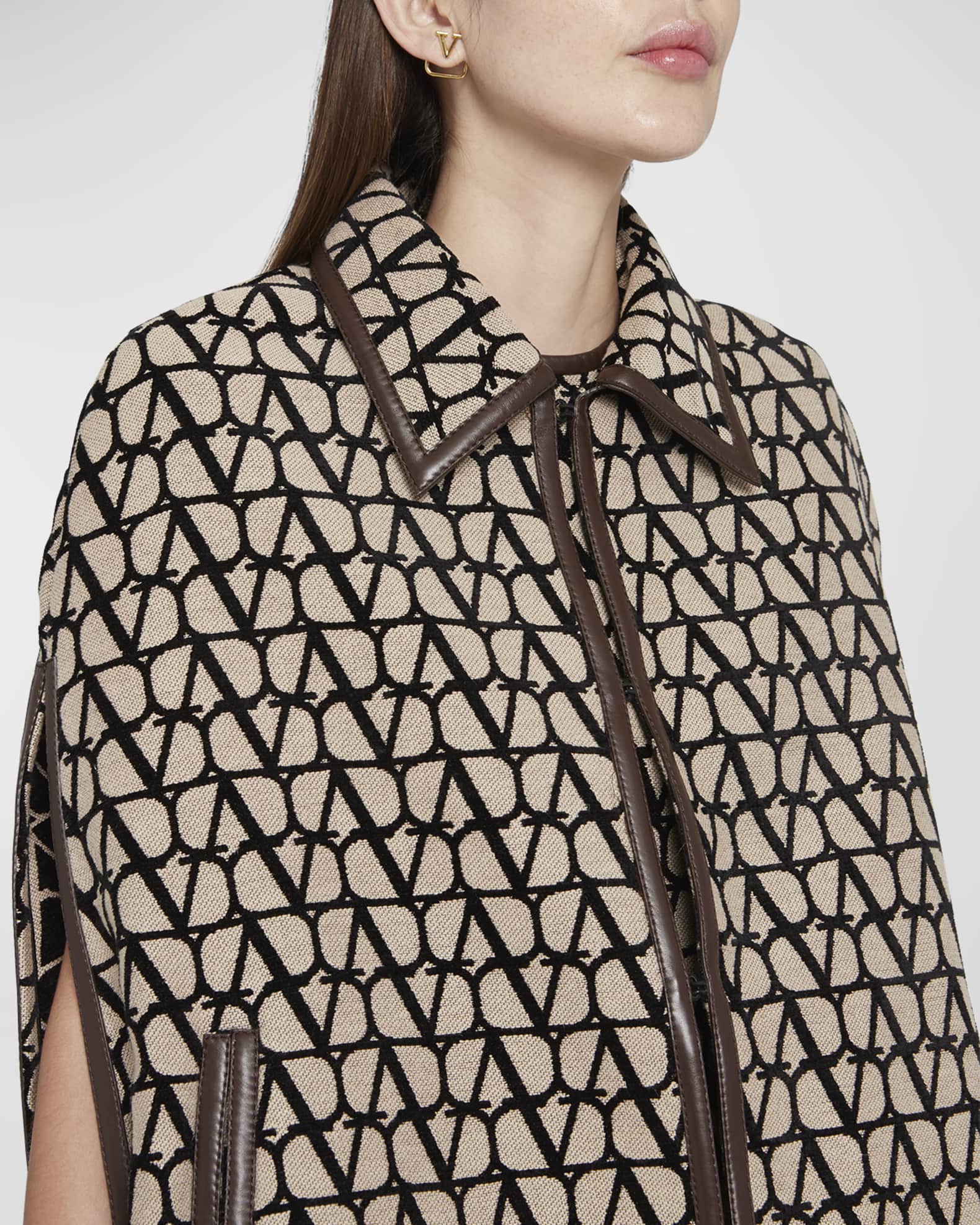 Valentino Garavani Jacquard Logo Cape Coat | Neiman Marcus