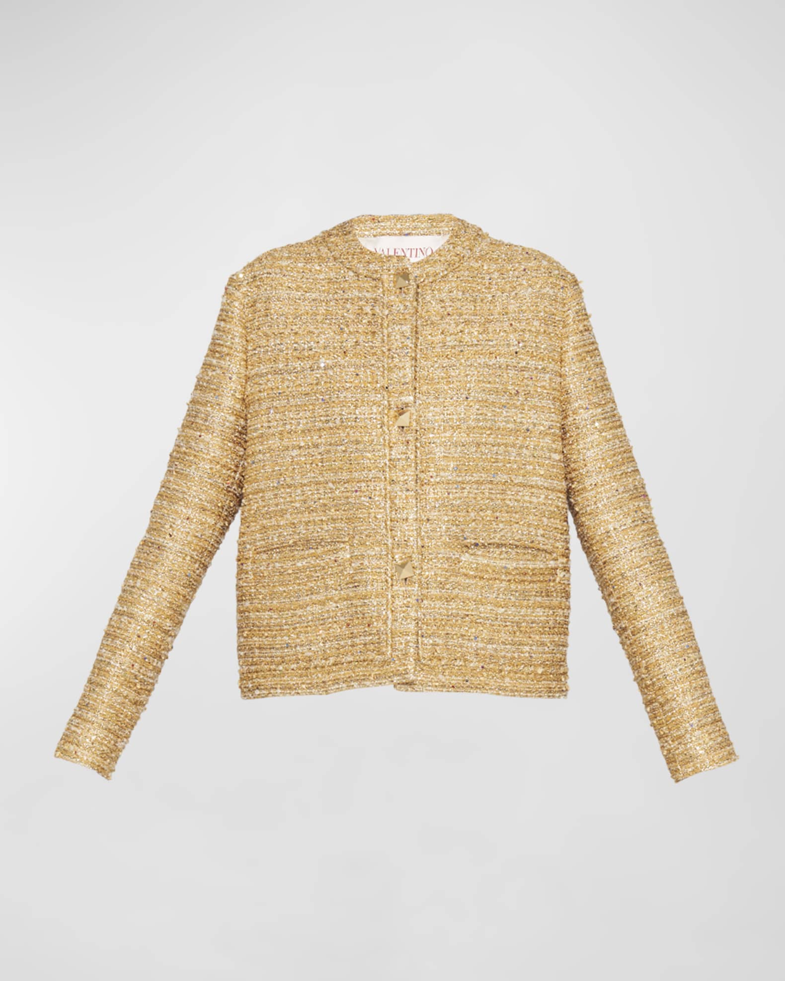 Valentino Garavani Embellished Gold Tweed Jacket | Neiman Marcus