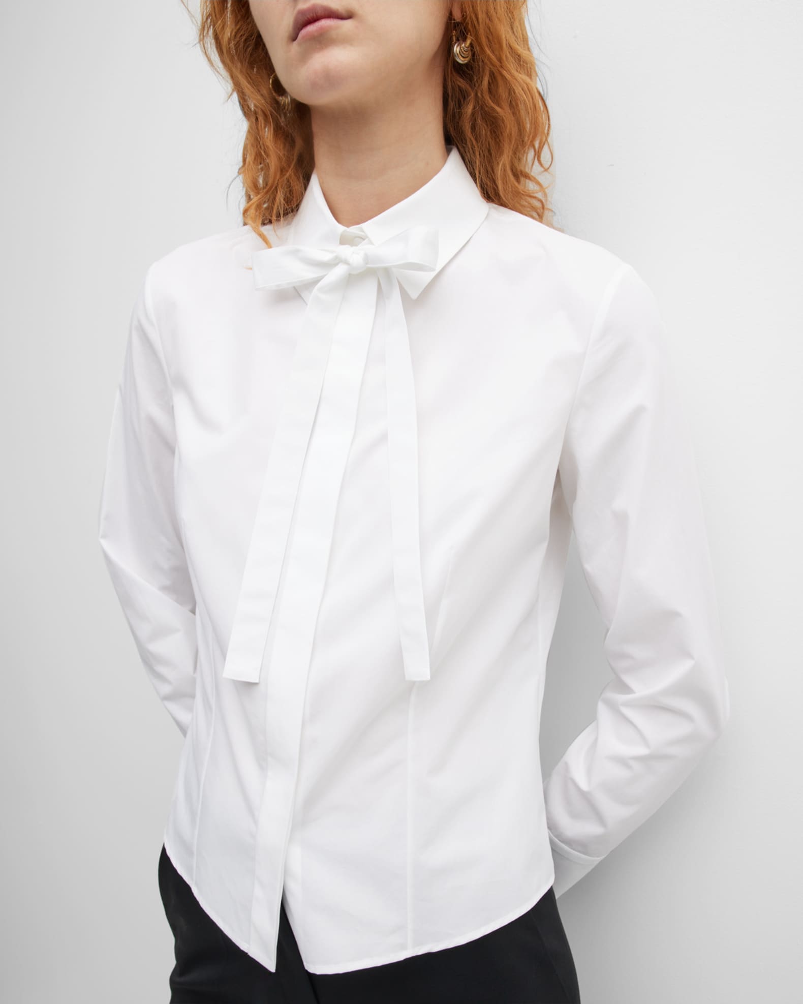 Valentino Garavani Bow-Neck Collared Shirt | Neiman Marcus