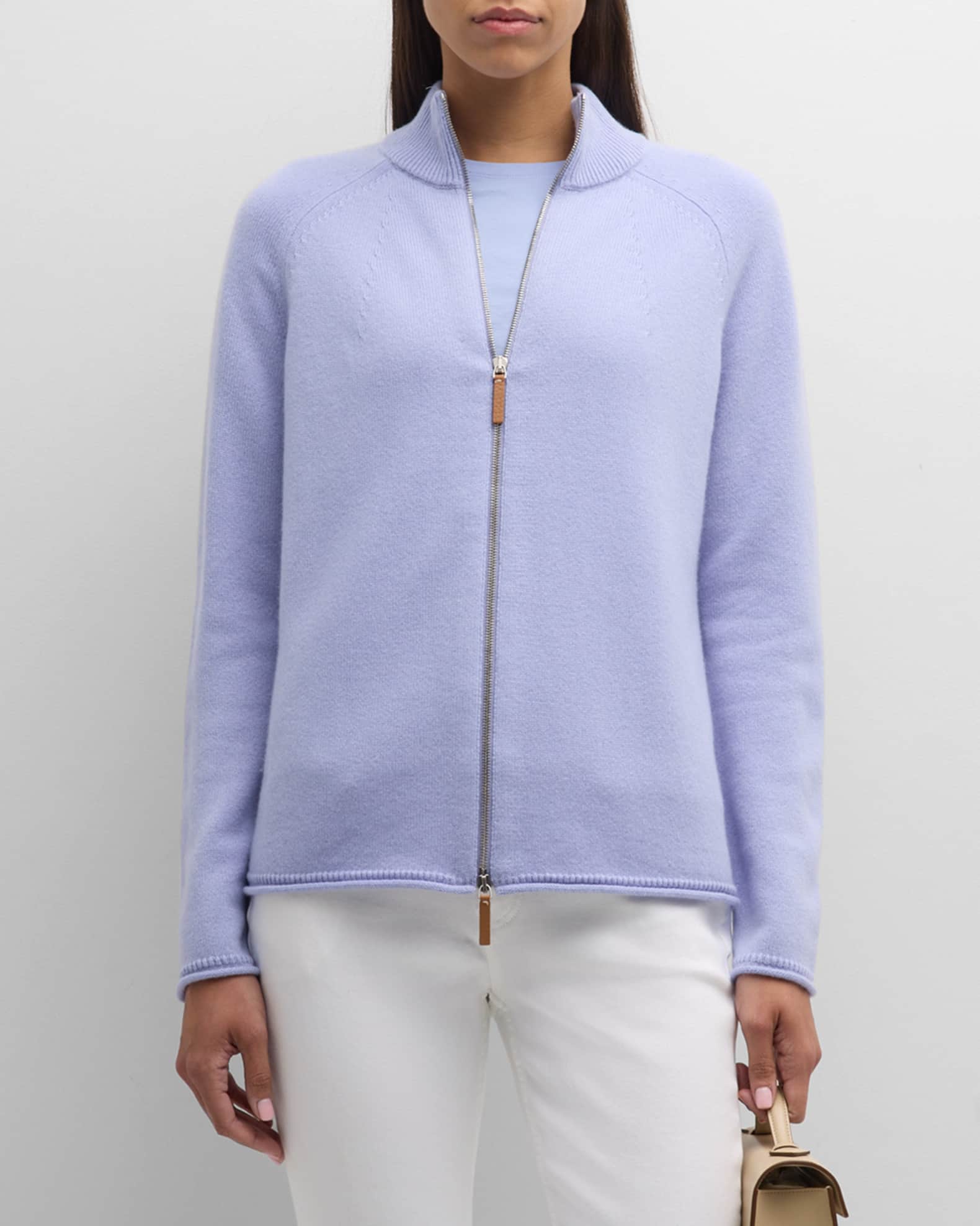 Lafayette 148 New York Cashmere Knit Zip-Up Cardigan | Neiman Marcus