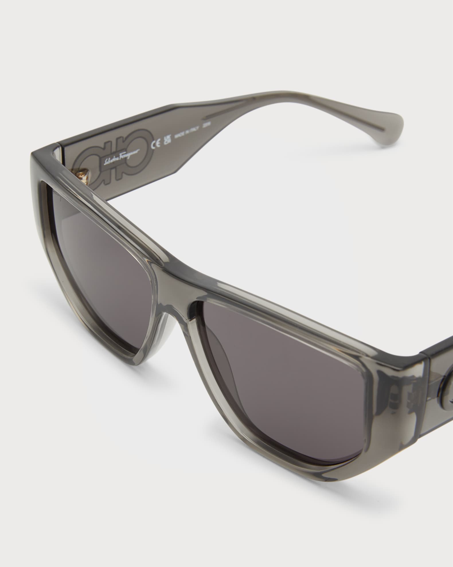 Ferragamo Monochrome Rectangle Plastic Sunglasses | Neiman Marcus