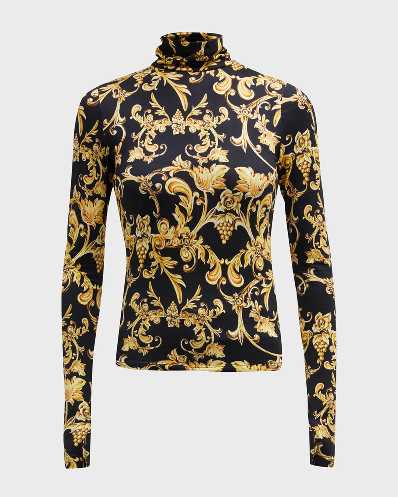 Alice + Olivia Delaina Baroque Printed Turtleneck Top | Neiman Marcus