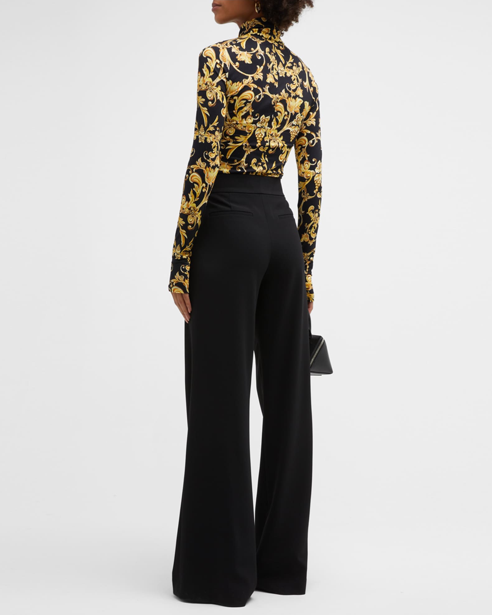 Alice + Olivia Delaina Baroque Printed Turtleneck Top | Neiman Marcus