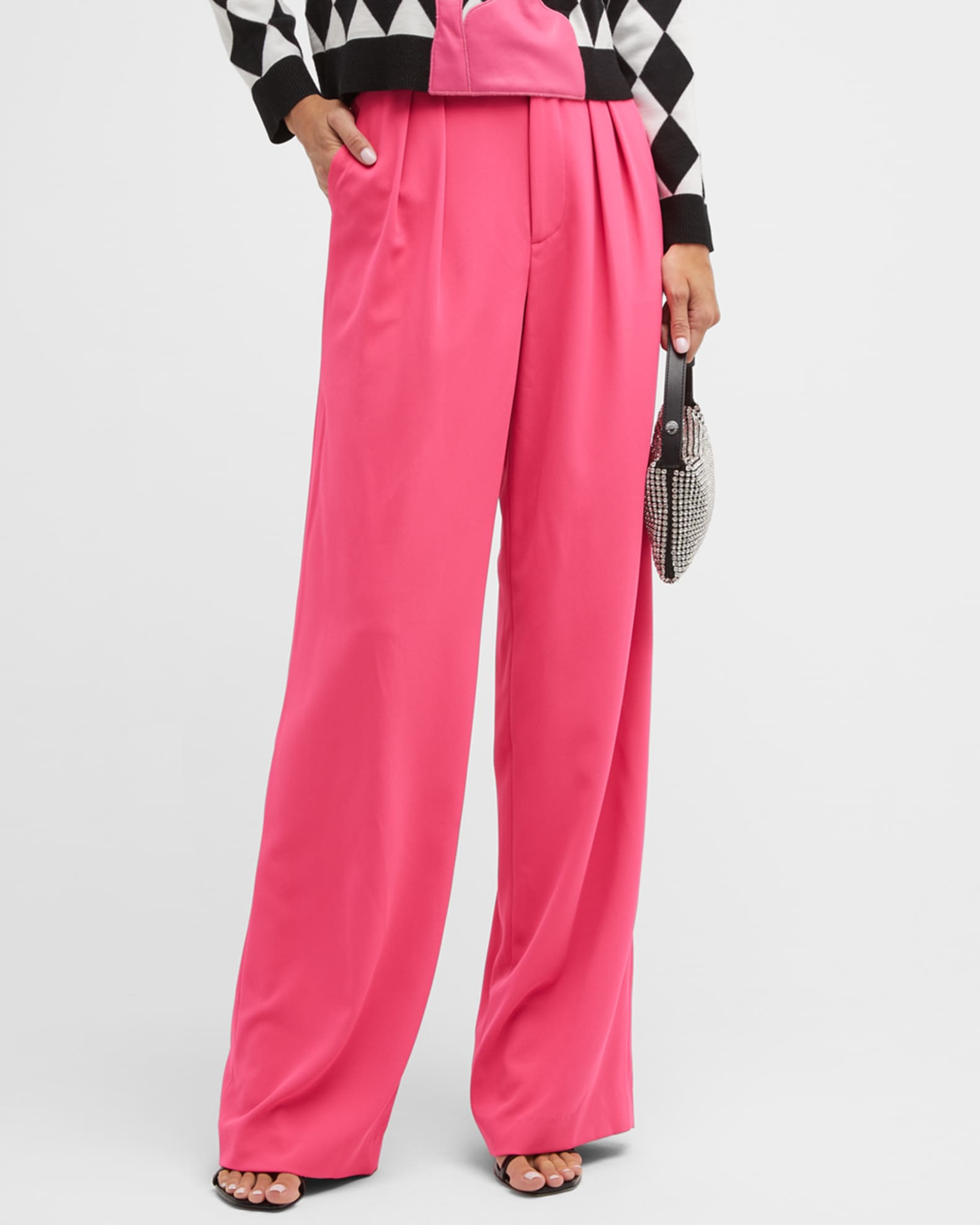Alice + Olivia Pompey High-Waisted Pleated Pants | Neiman Marcus