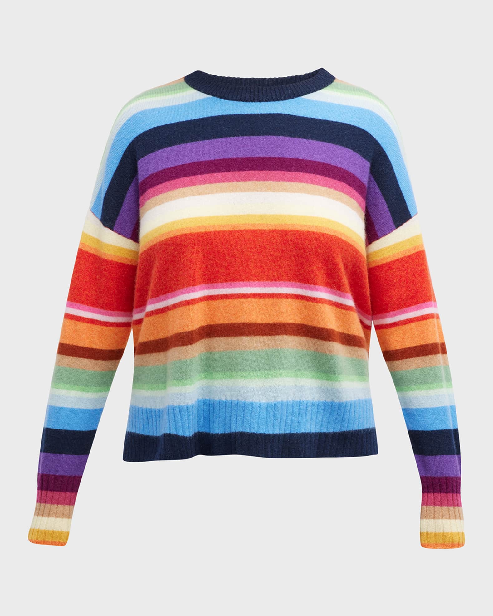 Minnie Rose Plus Plus Size Striped Cashmere Sweater | Neiman Marcus