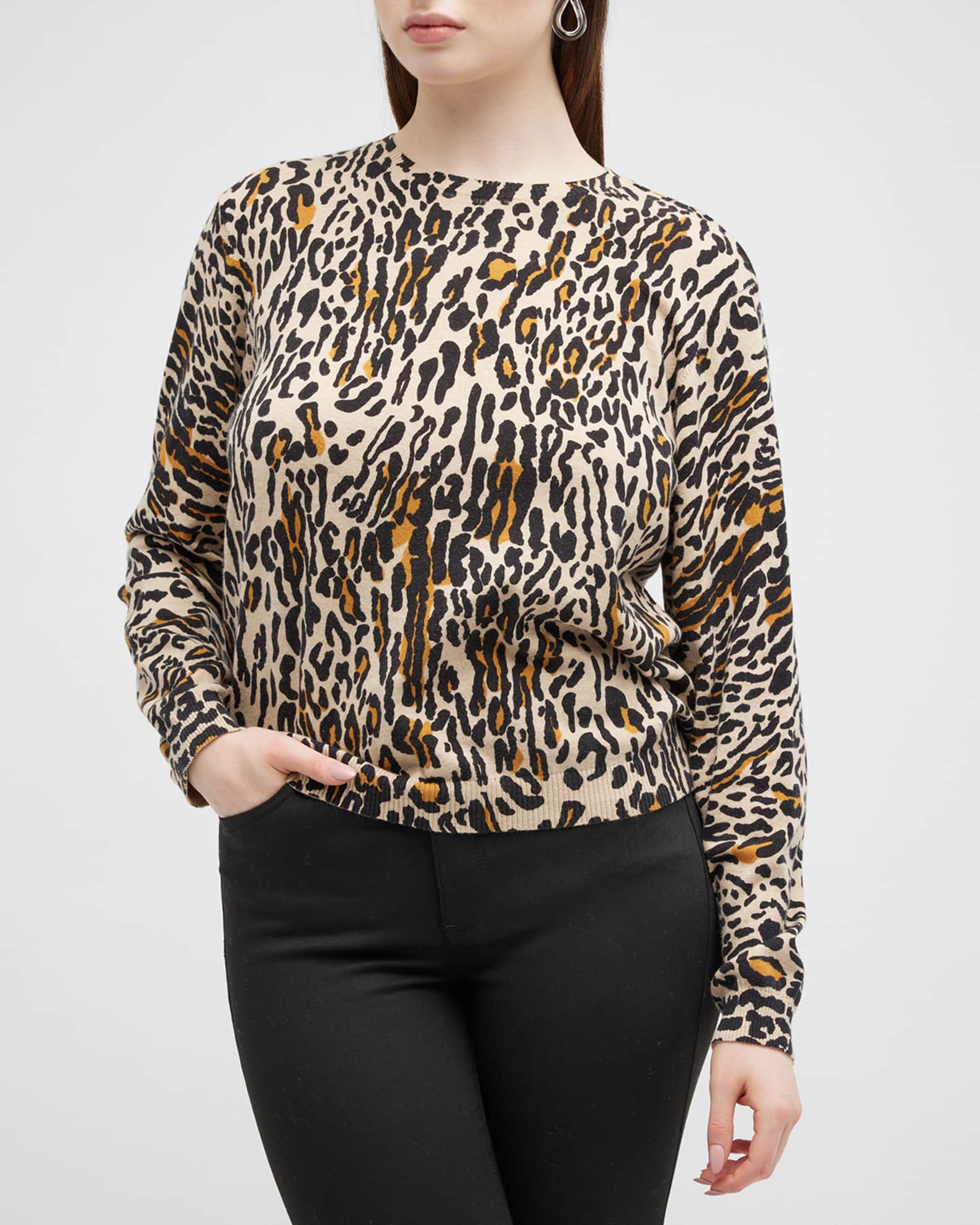 Minnie Rose Plus Plus Size Leopard-Print Cashmere-Blend Sweater ...