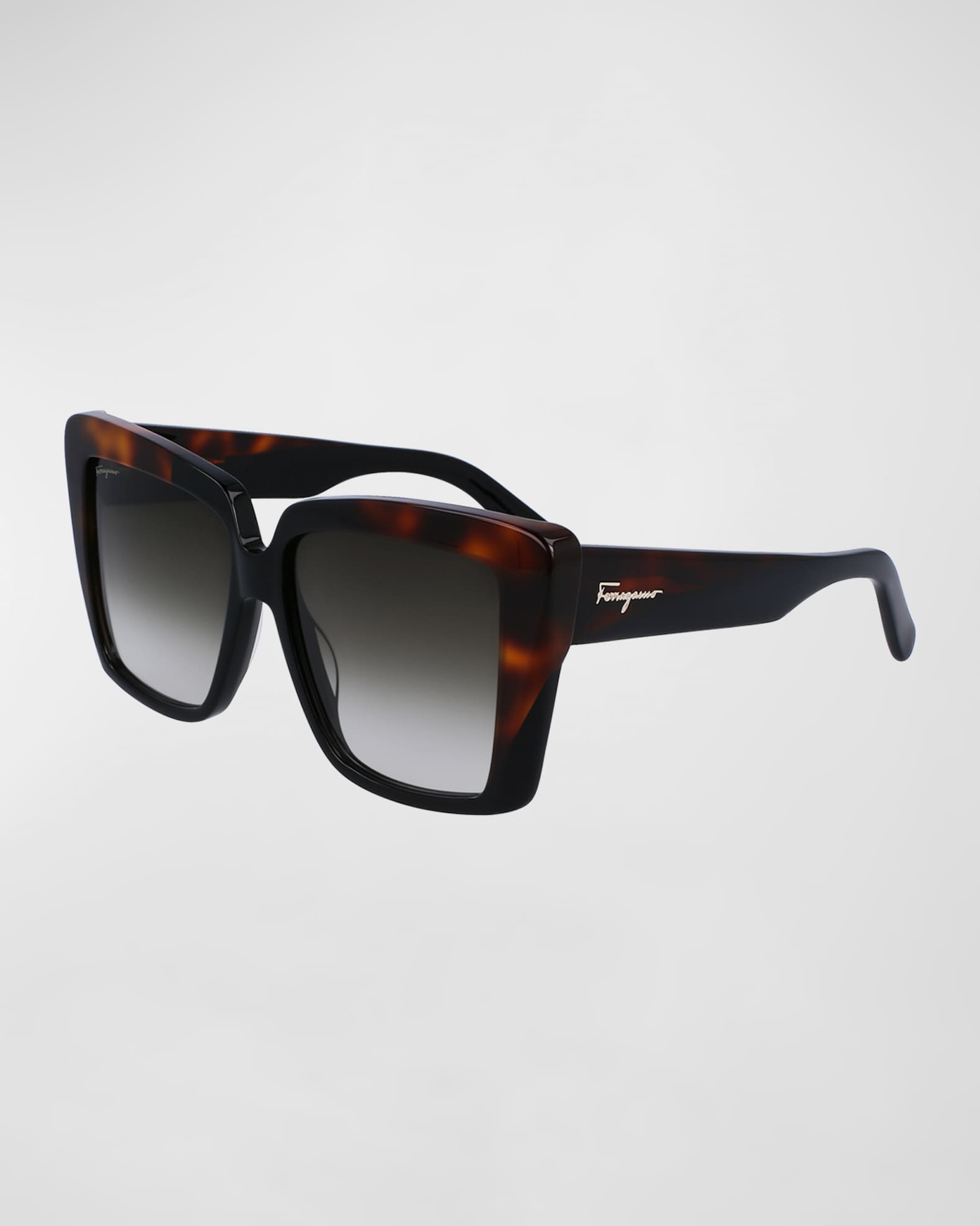 Ferragamo Color-Block Square Acetate Sunglasses | Neiman Marcus