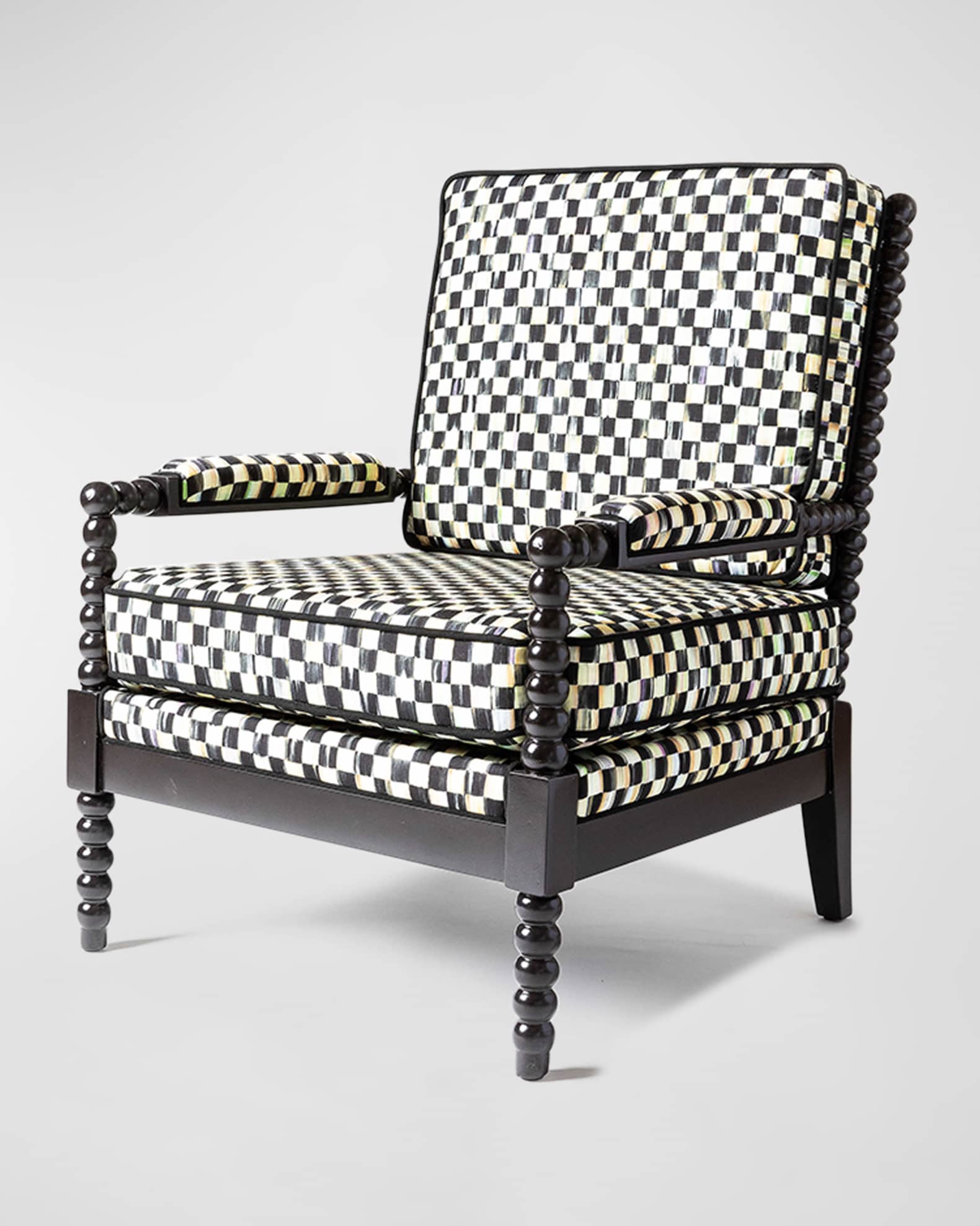 MacKenzie-Childs Spindle Check Outdoor Chair | Neiman Marcus