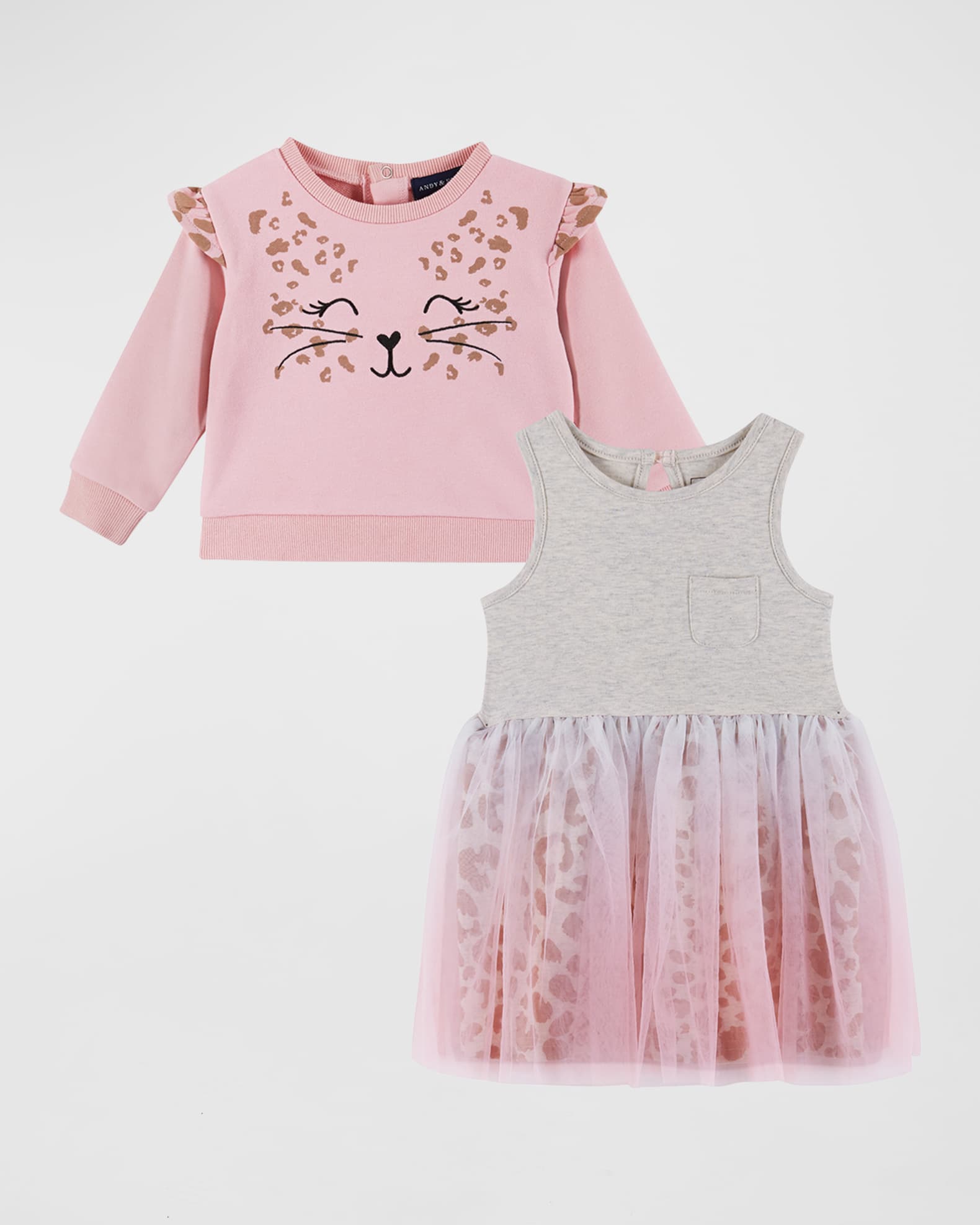 Andy & Evan Girl's Sweatshirt W/ Combo Dress Set, Size Newborn-24M ...