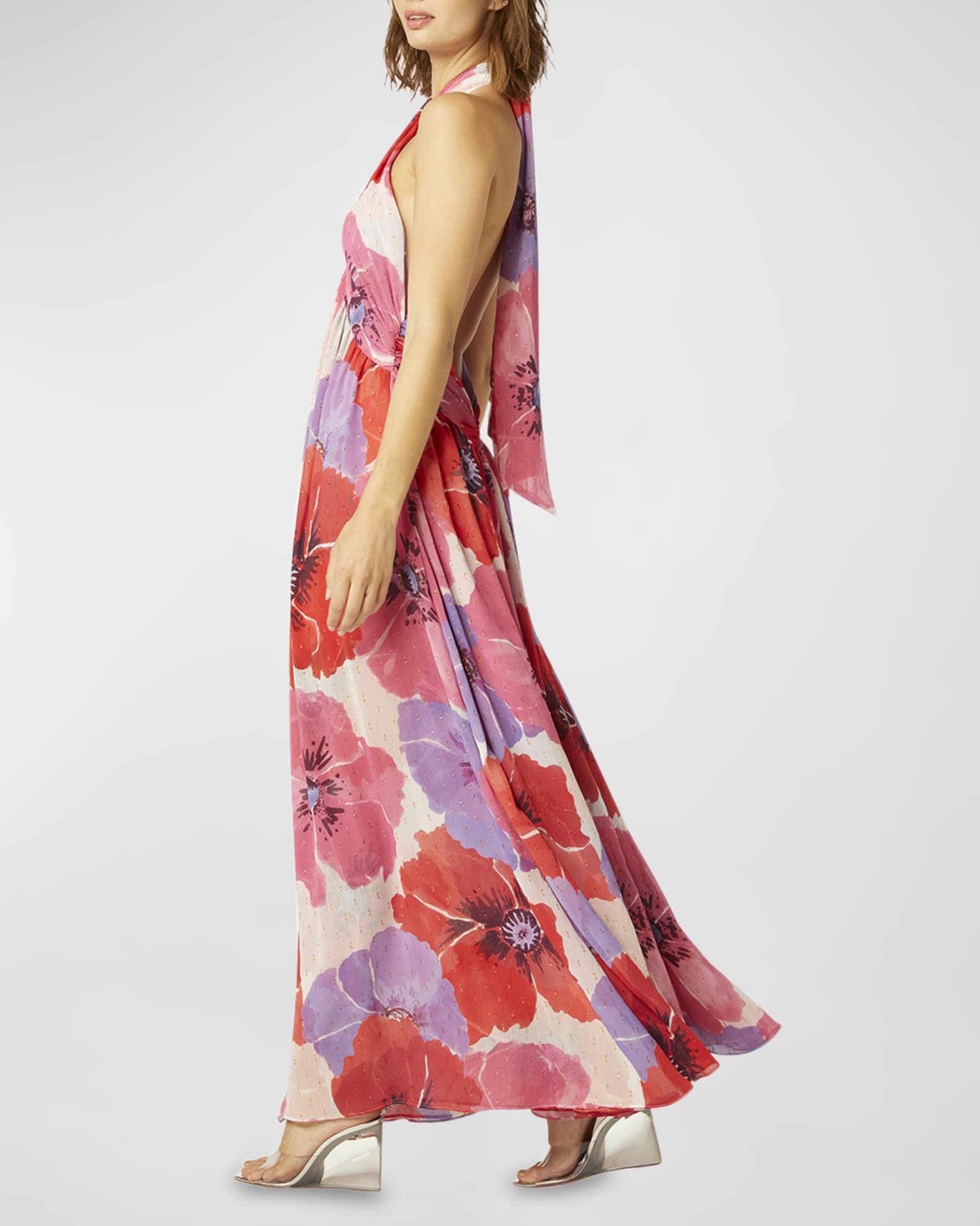 MISA Los Angeles Alexandra Crossover Halter Open-Back Maxi Dress ...