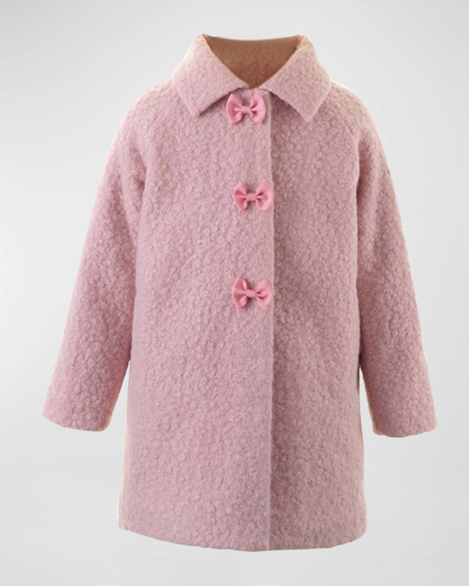 Rachel Riley Girl's Bow Buttons Boucle Coat, Size 2-10 | Neiman Marcus