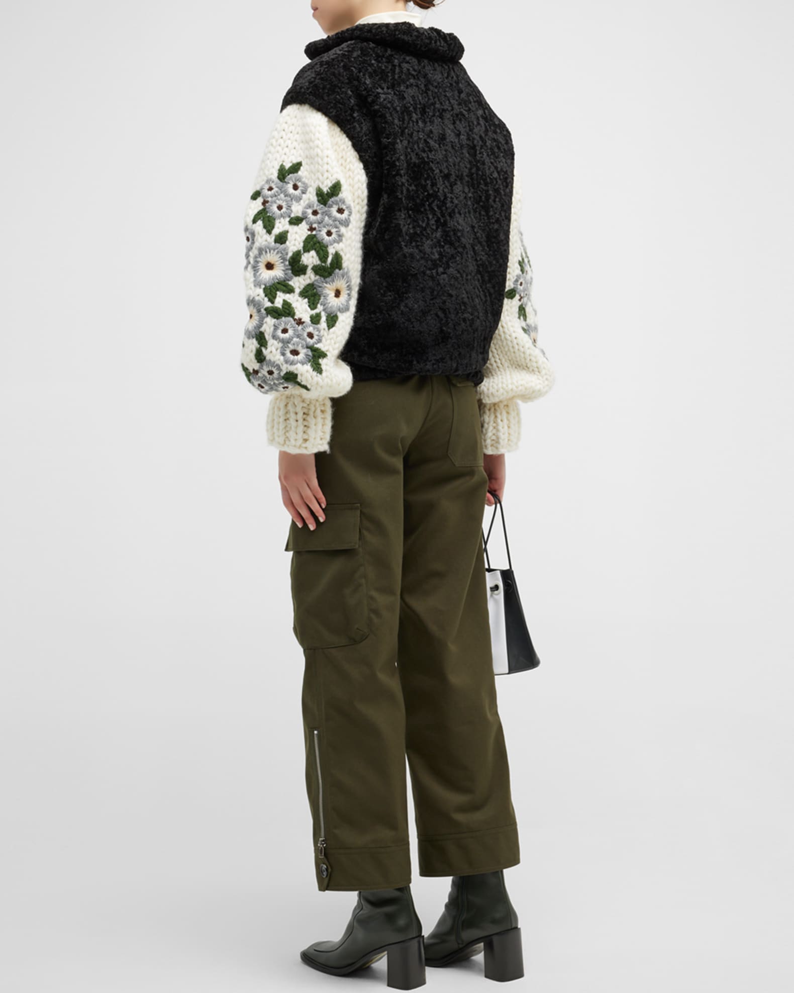 Tu Lize Embroidered Sleeve Faux Fur Bomber Jacket | Neiman Marcus