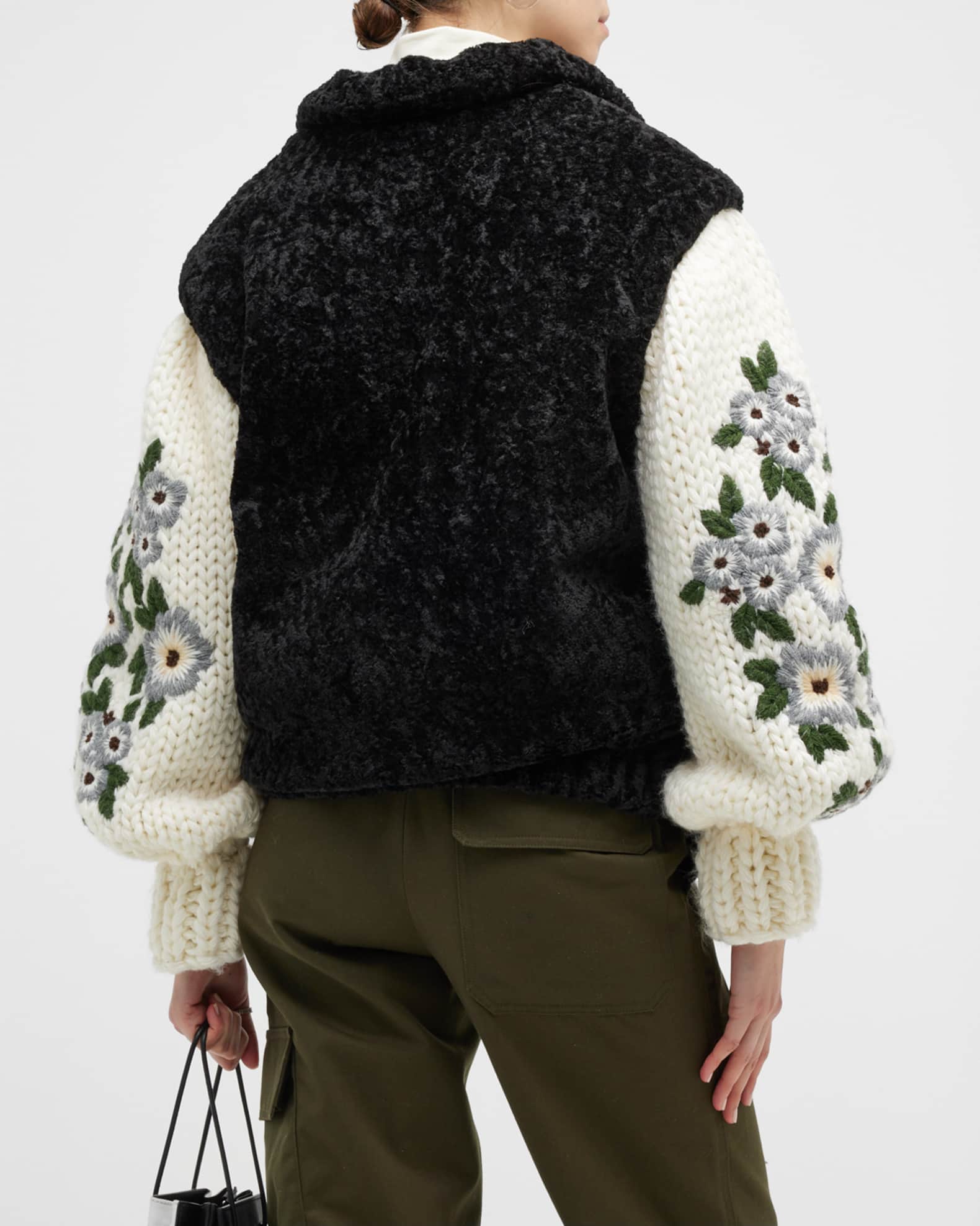 Tu Lize Embroidered Sleeve Faux Fur Bomber Jacket | Neiman Marcus