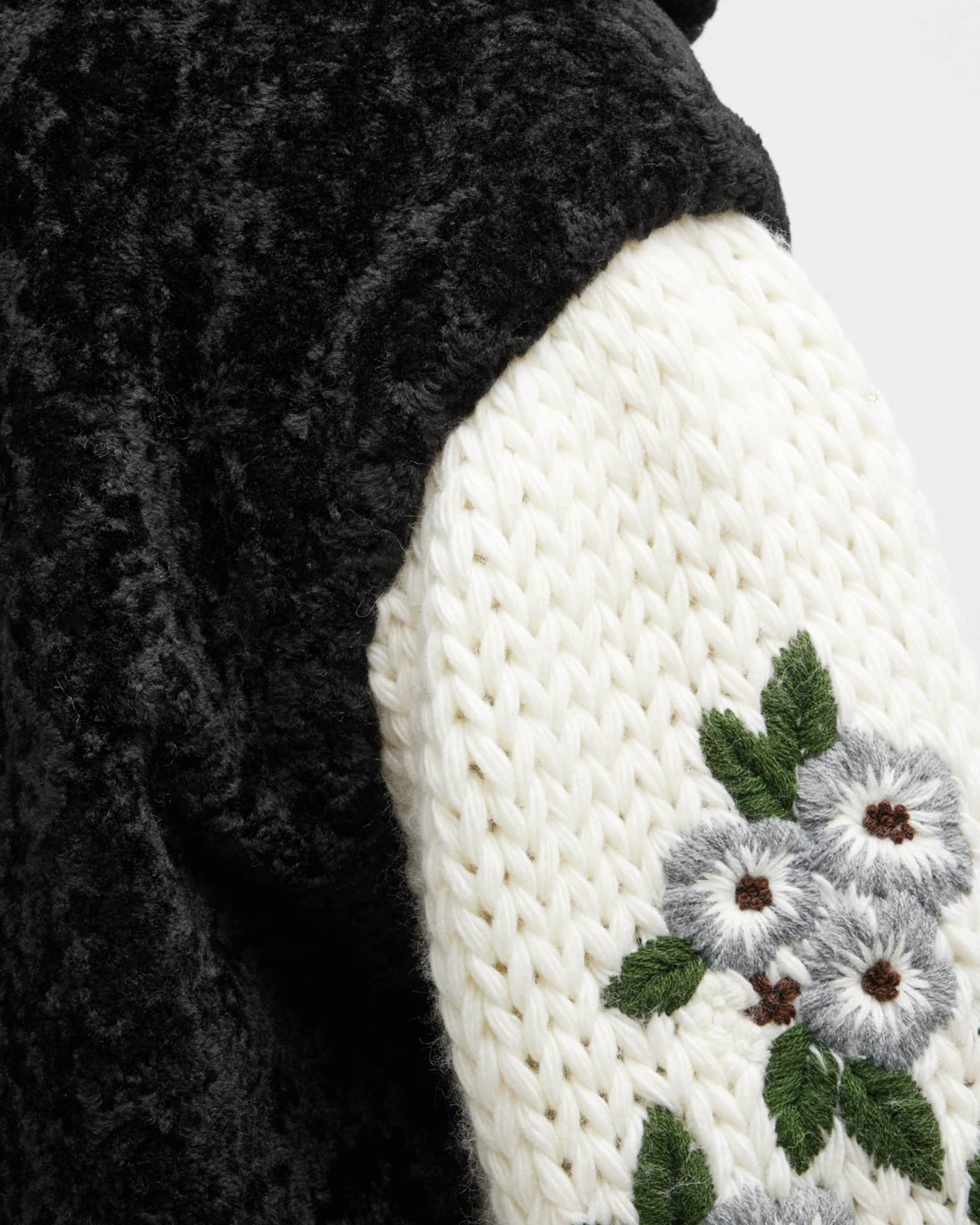 Tu Lize Embroidered Sleeve Faux Fur Bomber Jacket | Neiman Marcus