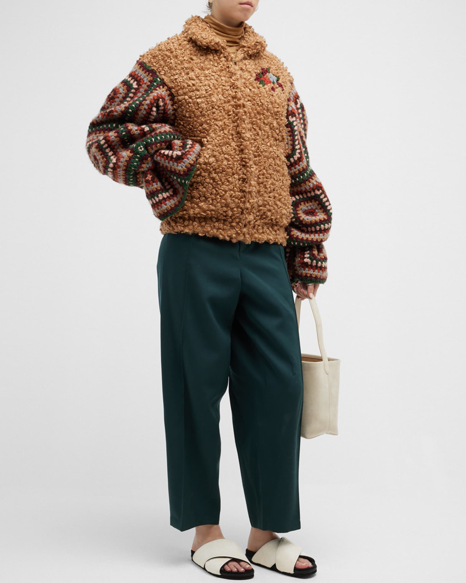 Tu Lize Faux Fur Crochet Bomber Jacket | Neiman Marcus