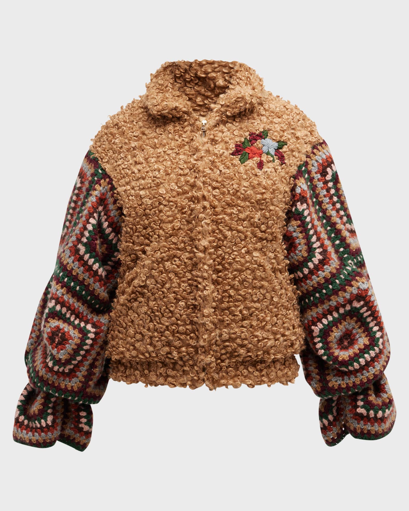 Tu Lize Faux Fur Crochet Bomber Jacket | Neiman Marcus