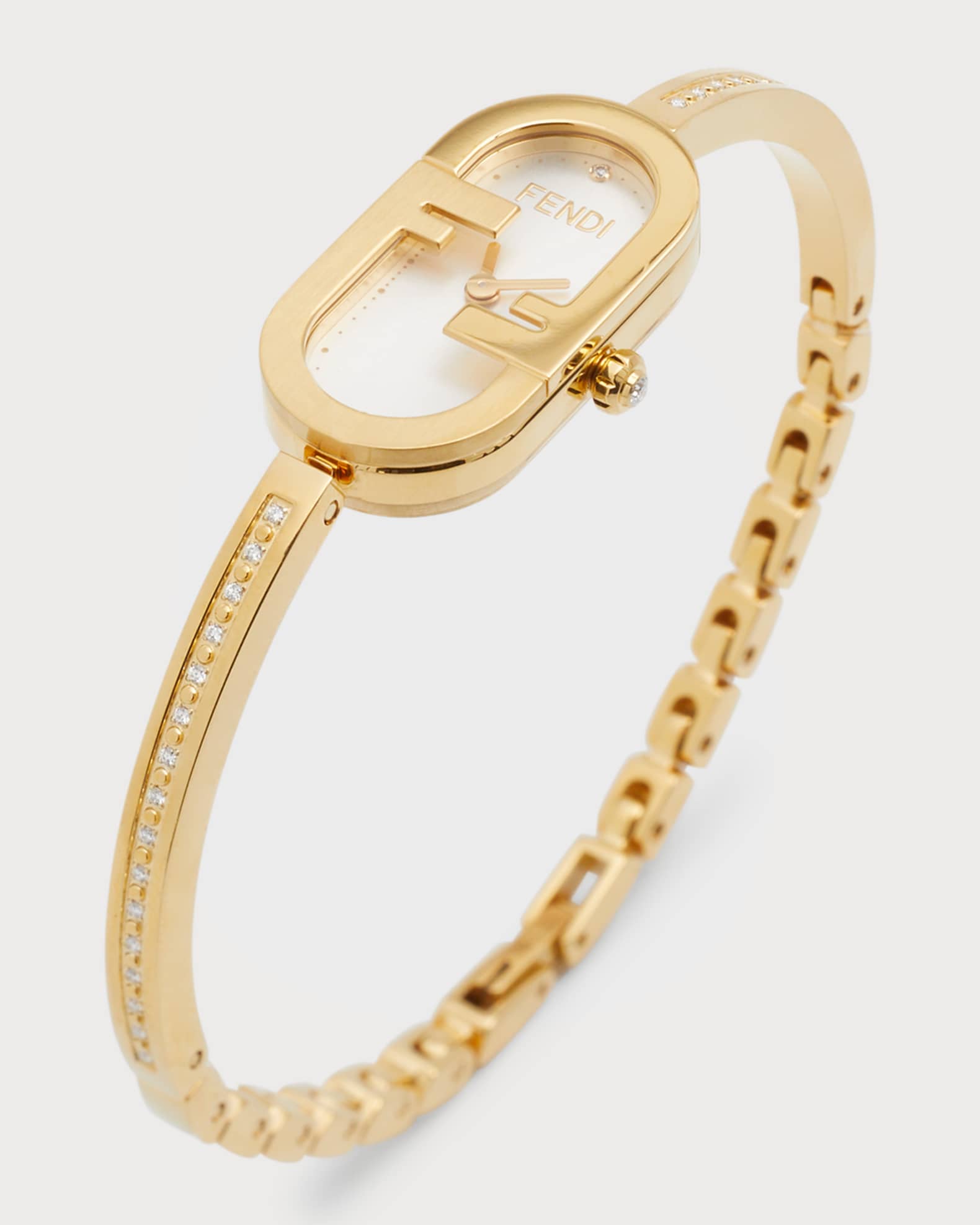 Fendi O'Lock Vertical Oval Watch with Diamond Bangle | Neiman Marcus