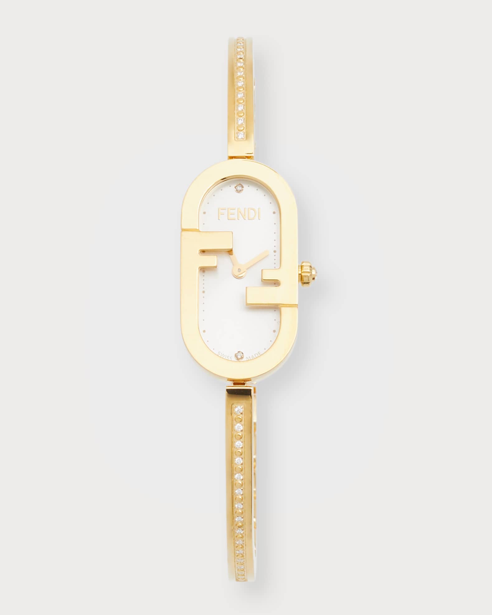 Fendi O'Lock Vertical Oval Watch with Diamond Bangle | Neiman Marcus