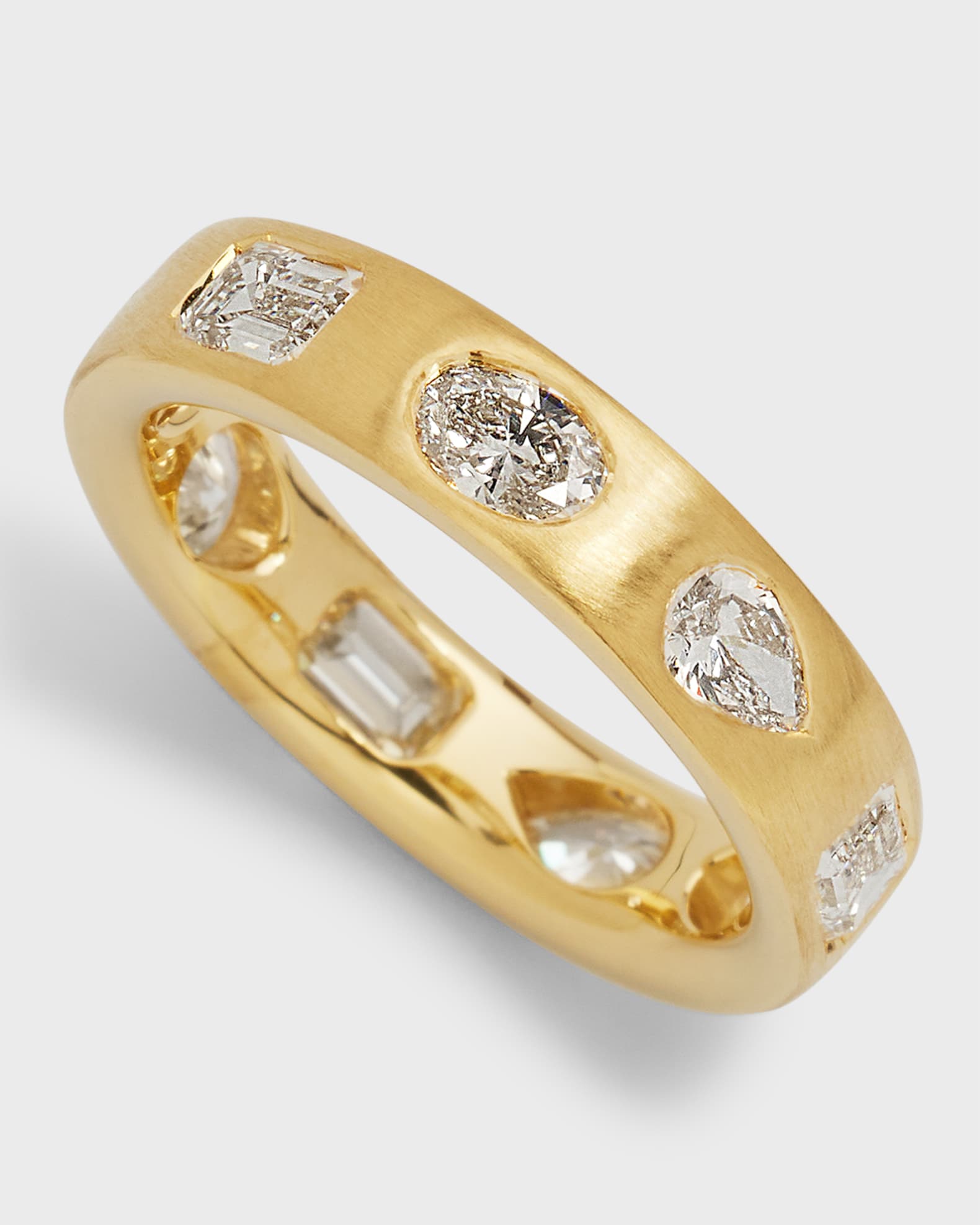Rahaminov Diamonds 18K Yellow Gold Mixed Diamond Polygon Ring, Size 6.5 ...