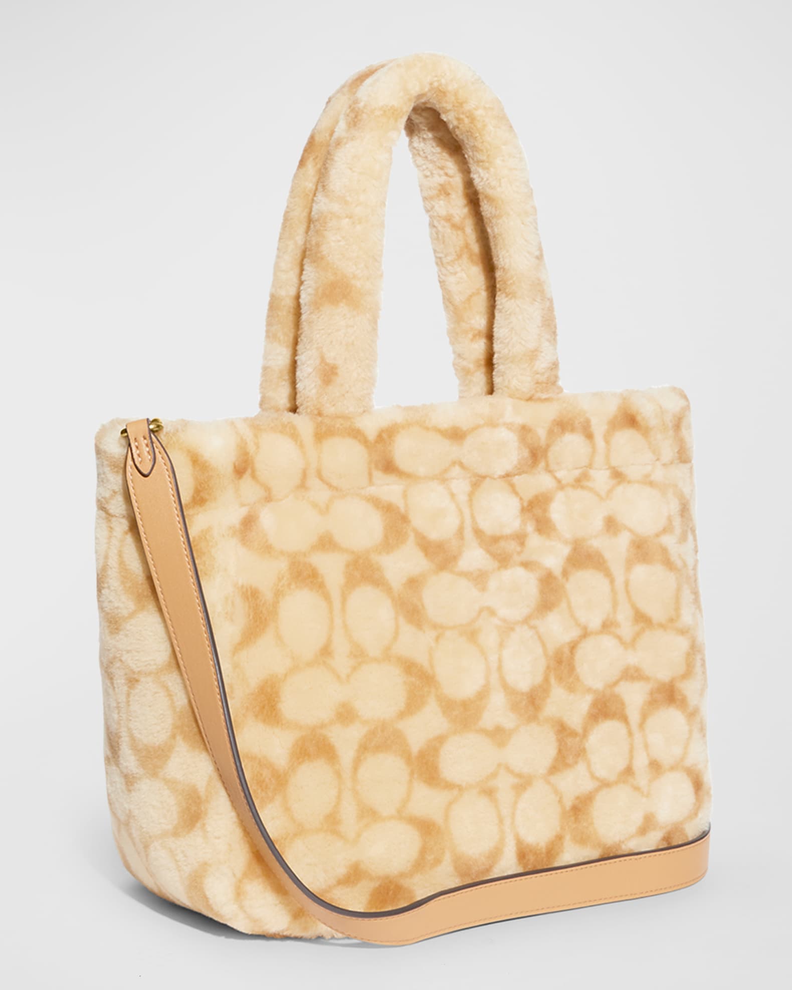 Coach Signature Monogram Faux Shearling Tote Bag | Neiman Marcus