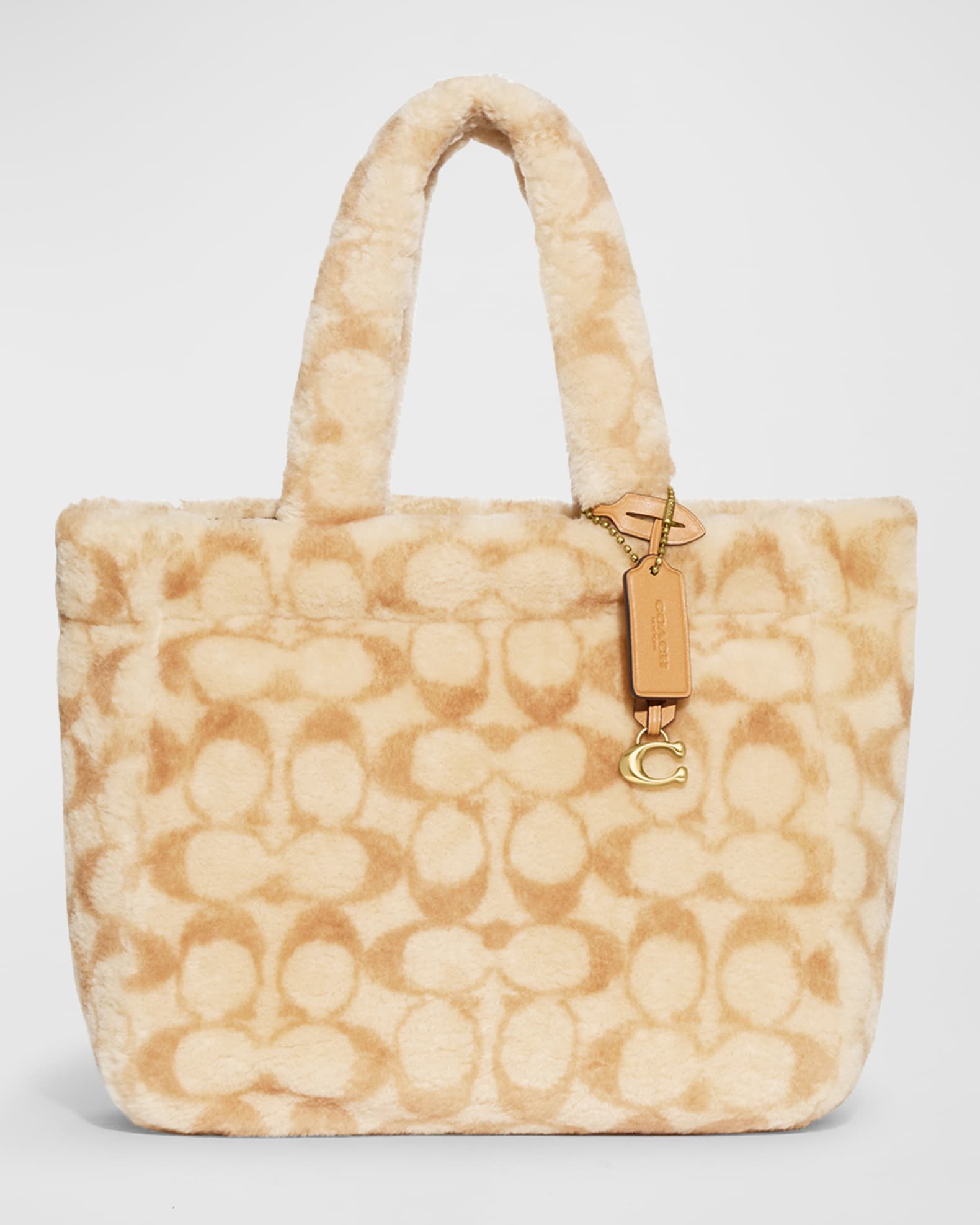 Coach Signature Monogram Faux Shearling Tote Bag | Neiman Marcus
