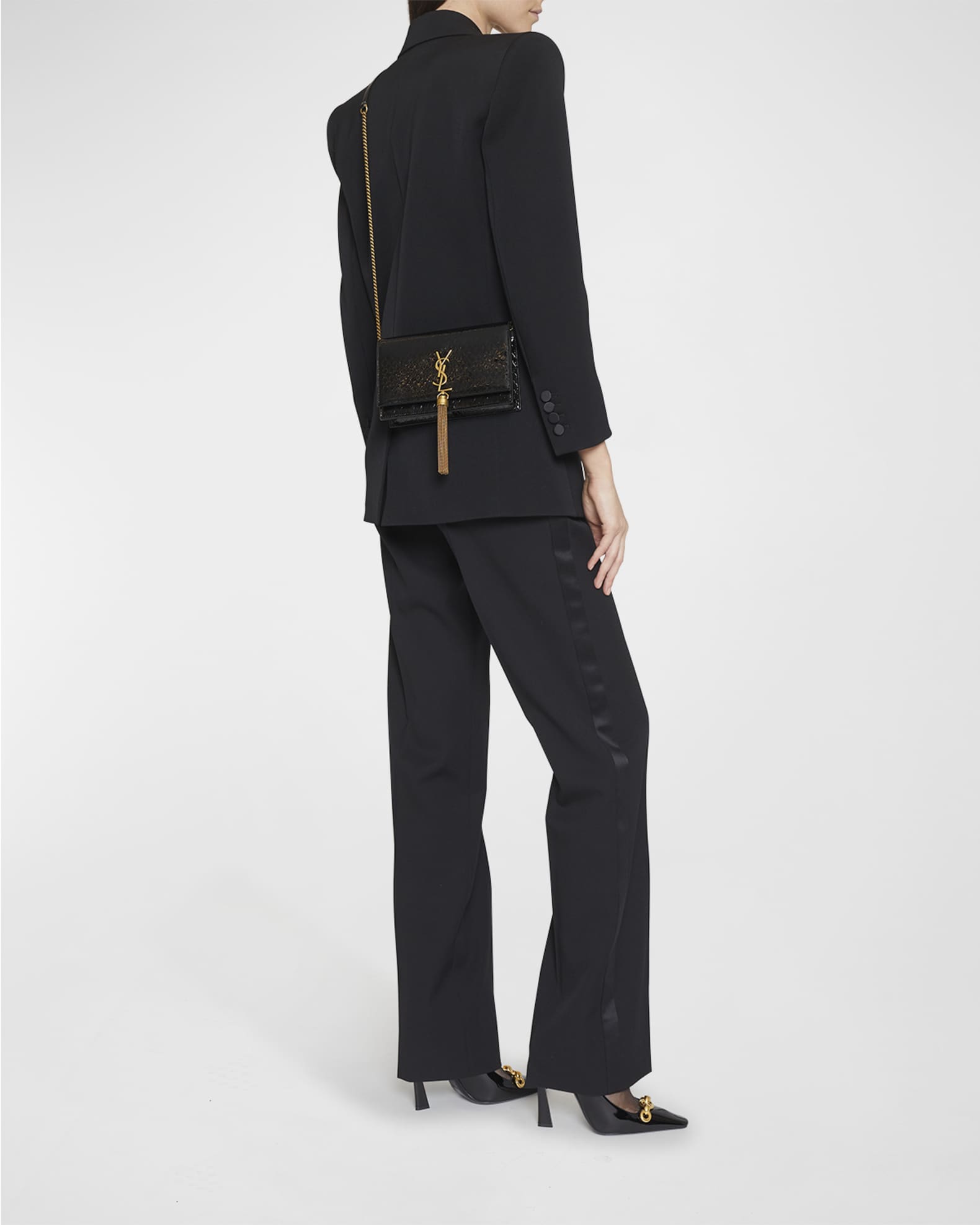 Saint Laurent Kate YSL Python-Embossed Wallet on Chain | Neiman Marcus