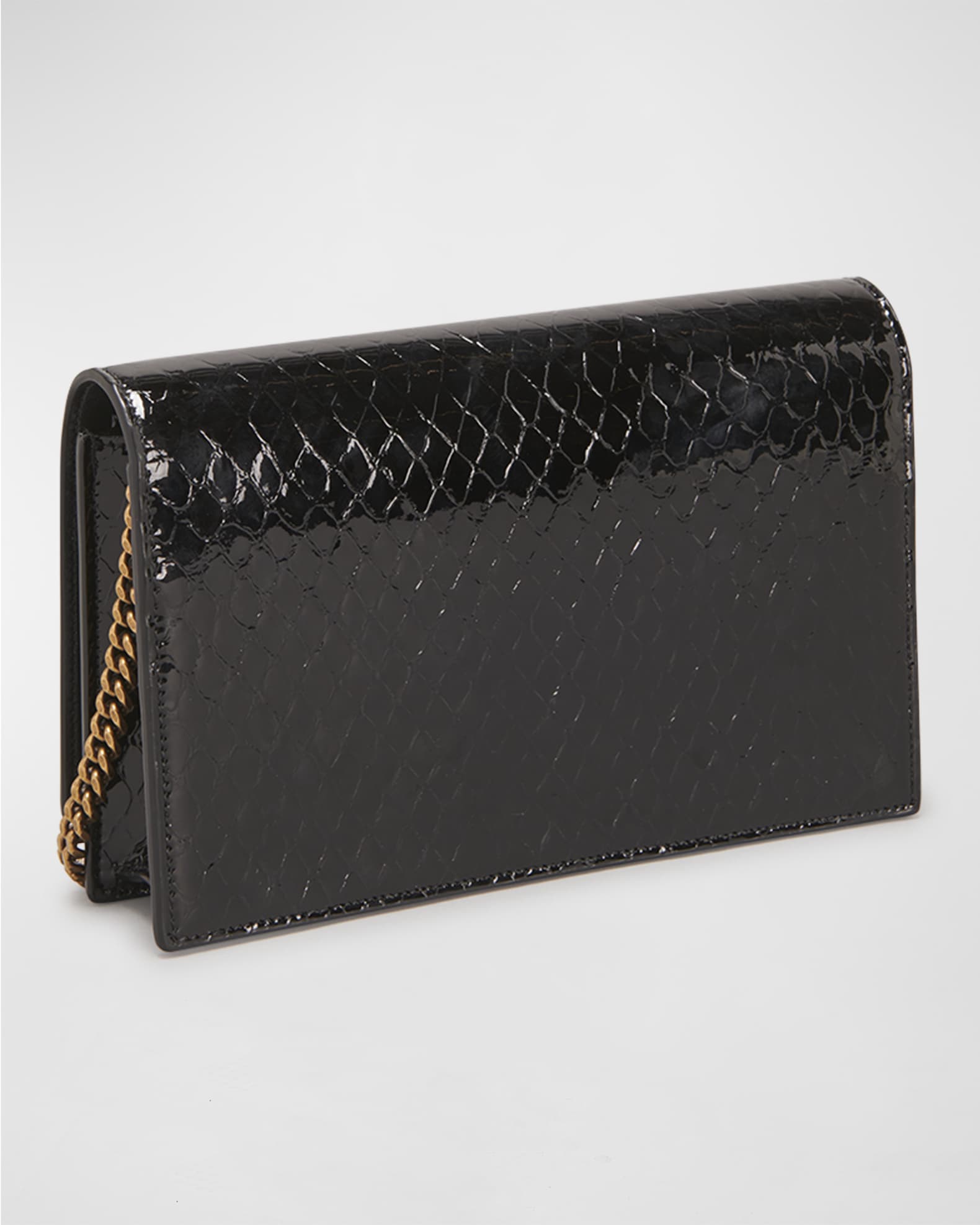 Saint Laurent Kate YSL Python-Embossed Wallet on Chain | Neiman Marcus