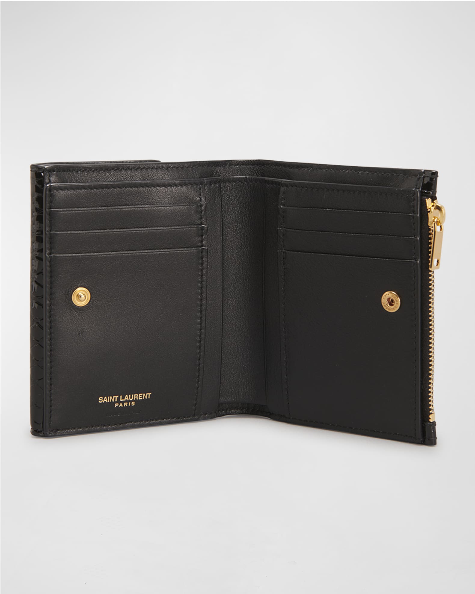 Saint Laurent YSL Python-Embossed Compact Wallet | Neiman Marcus