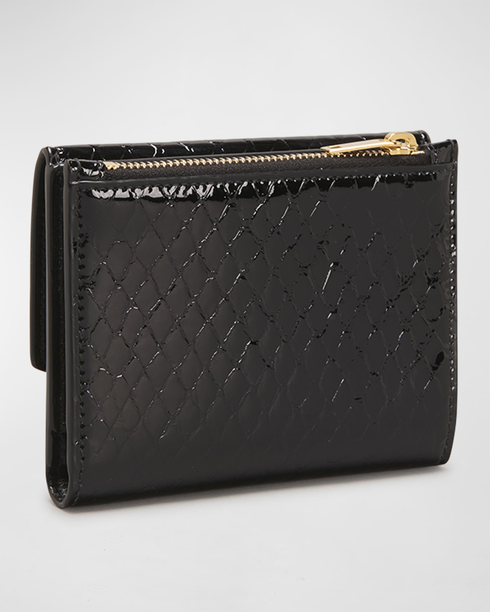 Saint Laurent YSL Python-Embossed Compact Wallet | Neiman Marcus