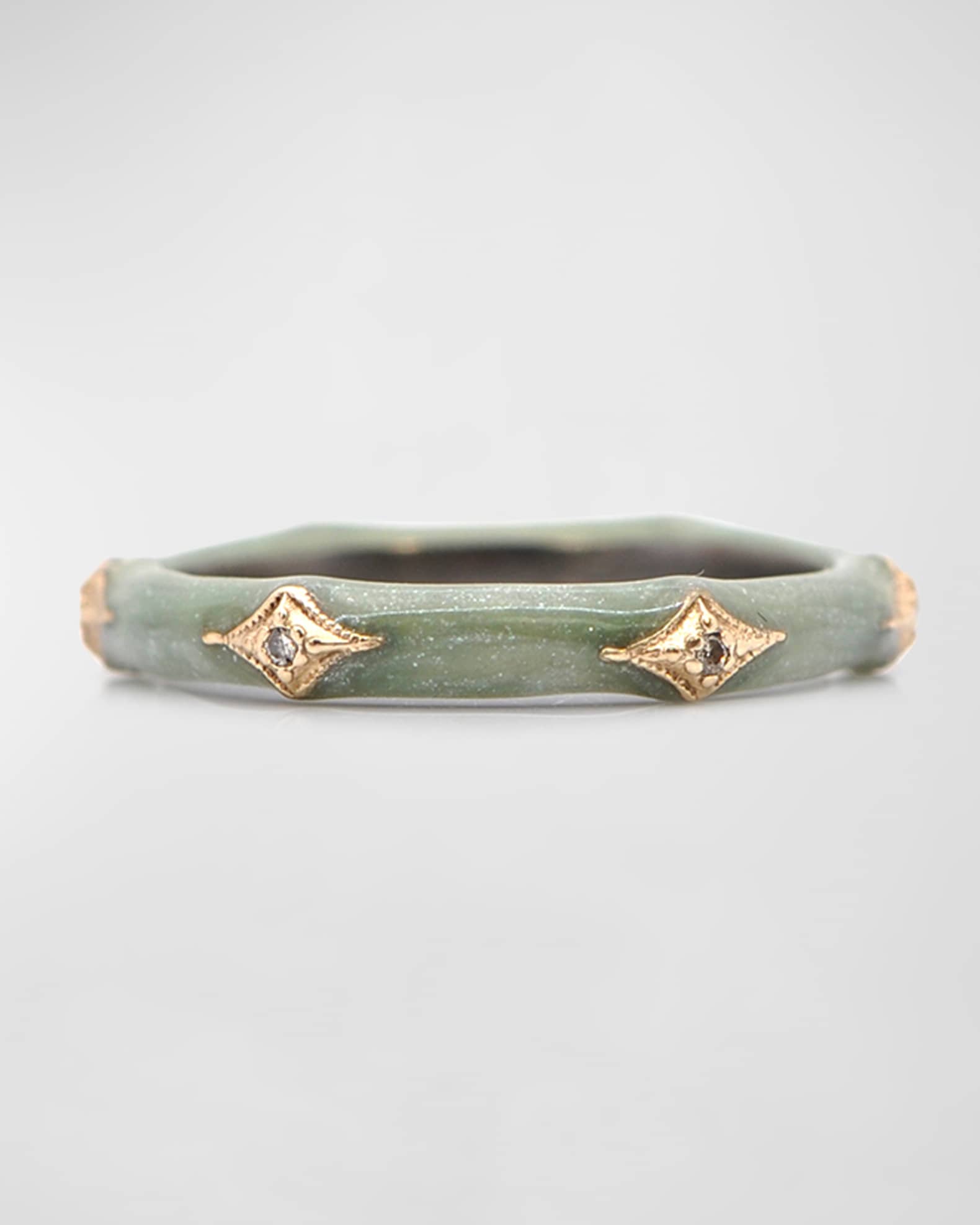 Armenta Green Enamel Stack Band w/ Diamonds | Neiman Marcus