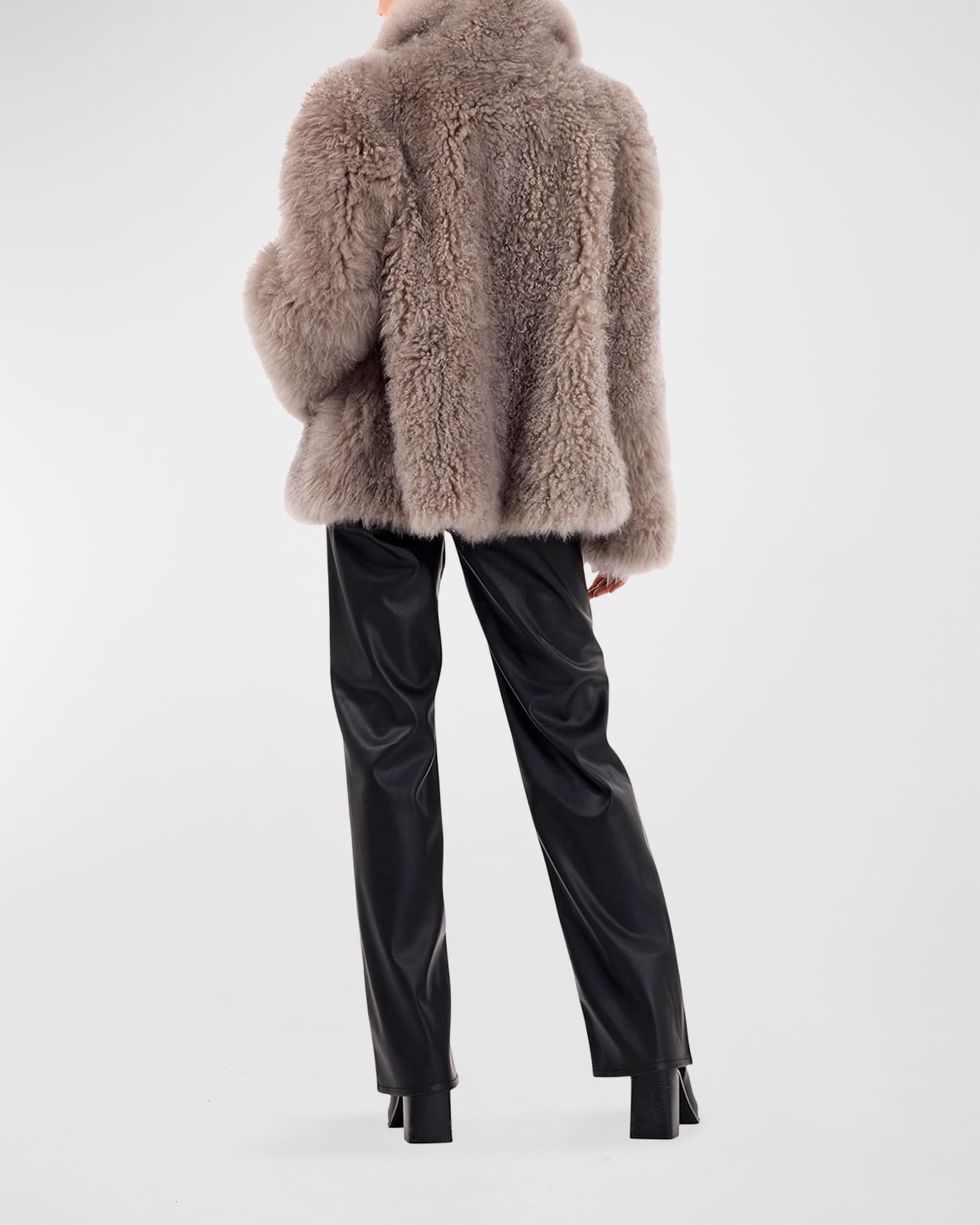 Gorski Belted Cashmere Goat Fur Jacket | Neiman Marcus
