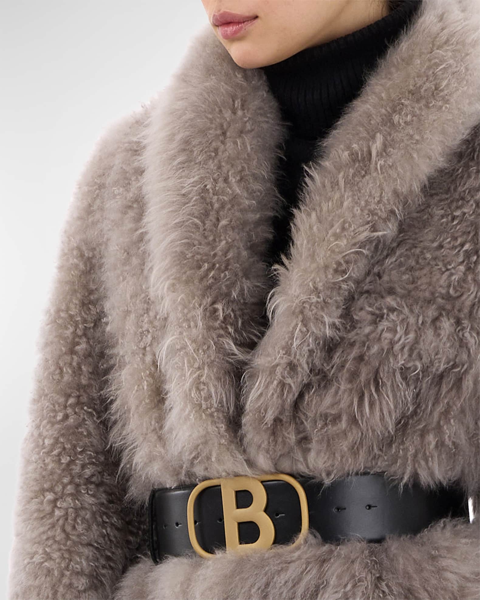 Gorski Belted Cashmere Goat Fur Jacket | Neiman Marcus