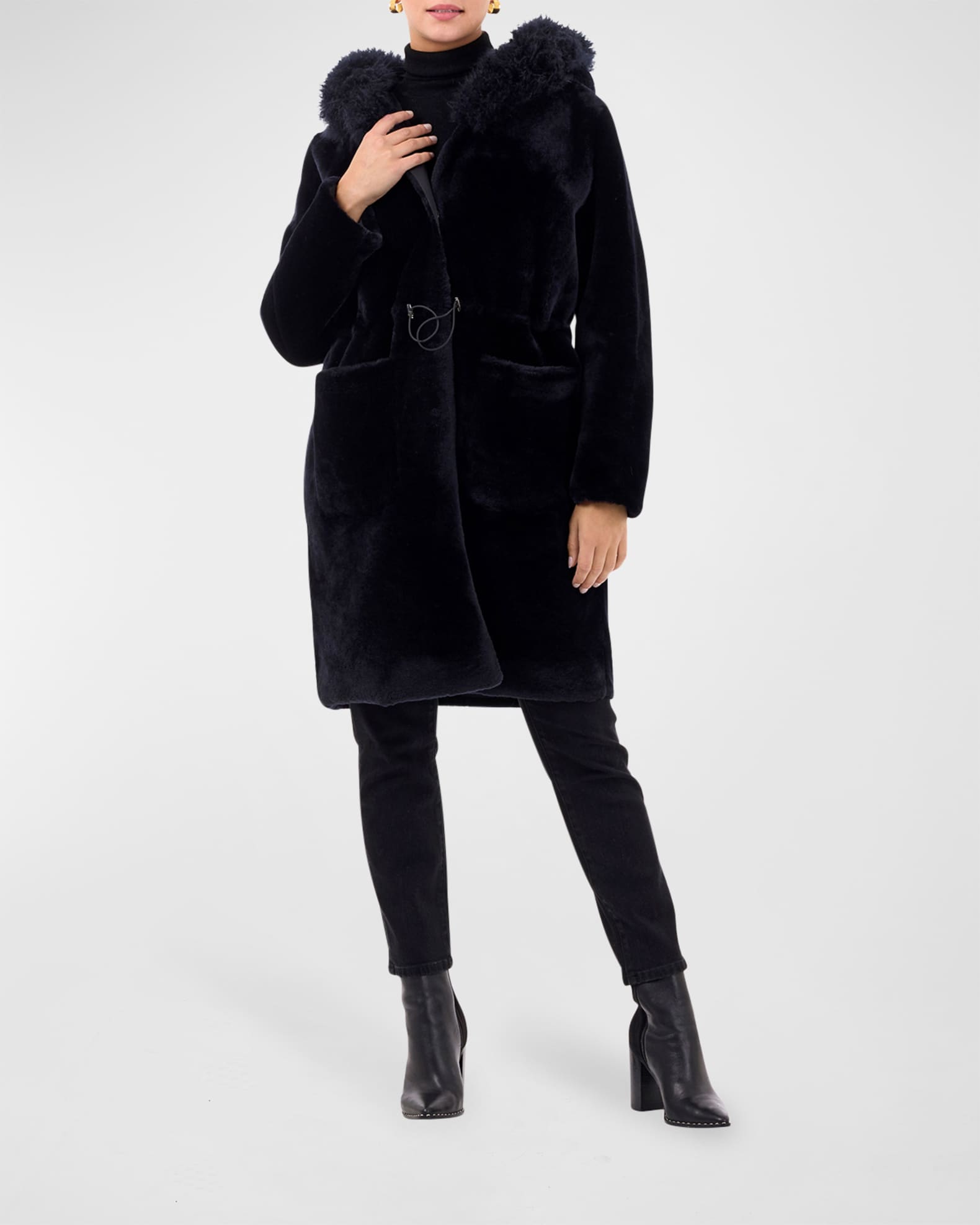 Gorski Reversible Shearling Lamb Parka Jacket w/ Cashmere Goat Fur Trim ...