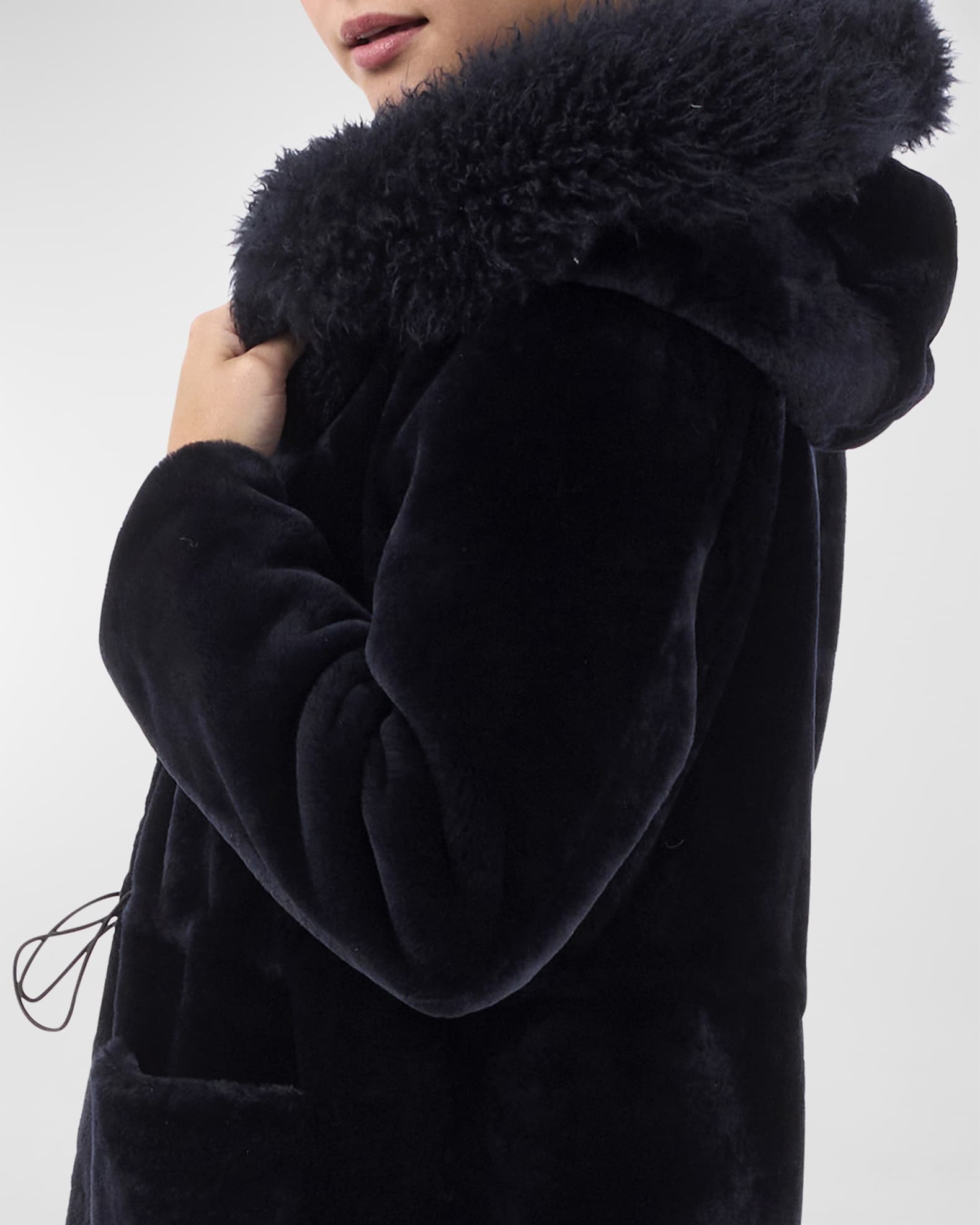 Gorski Reversible Shearling Lamb Parka Jacket w/ Cashmere Goat Fur Trim ...