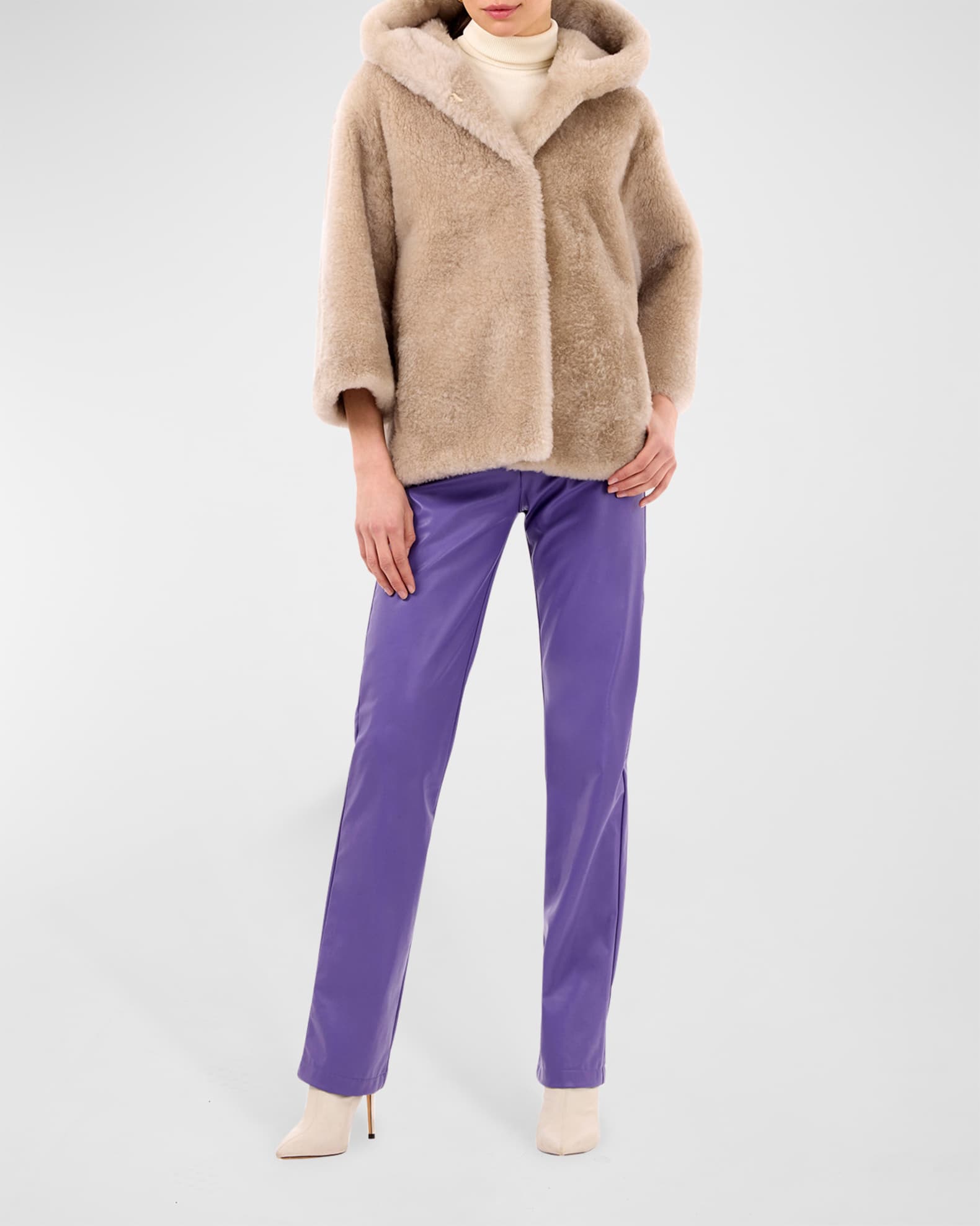 Gorski Hooded Cashmere Goat Fur Jacket | Neiman Marcus
