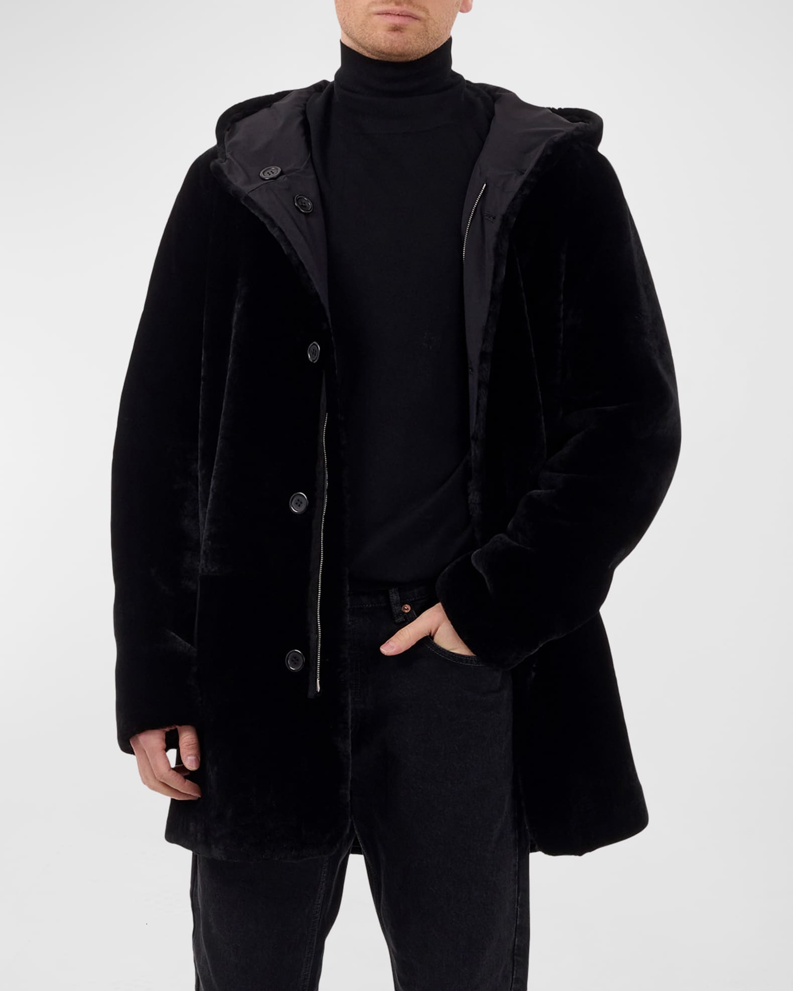 Gorski Mens Lamb Shearling Reversible Parka Jacket | Neiman Marcus