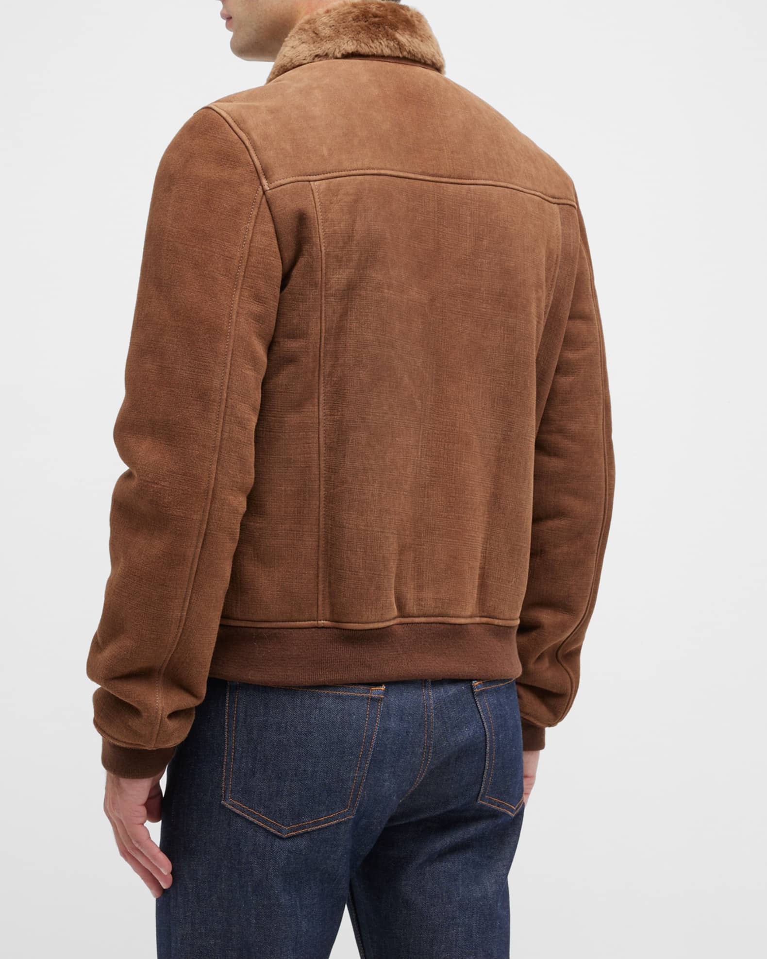 Gorski Mens Check Lamb Shearling Bomber Jacket | Neiman Marcus
