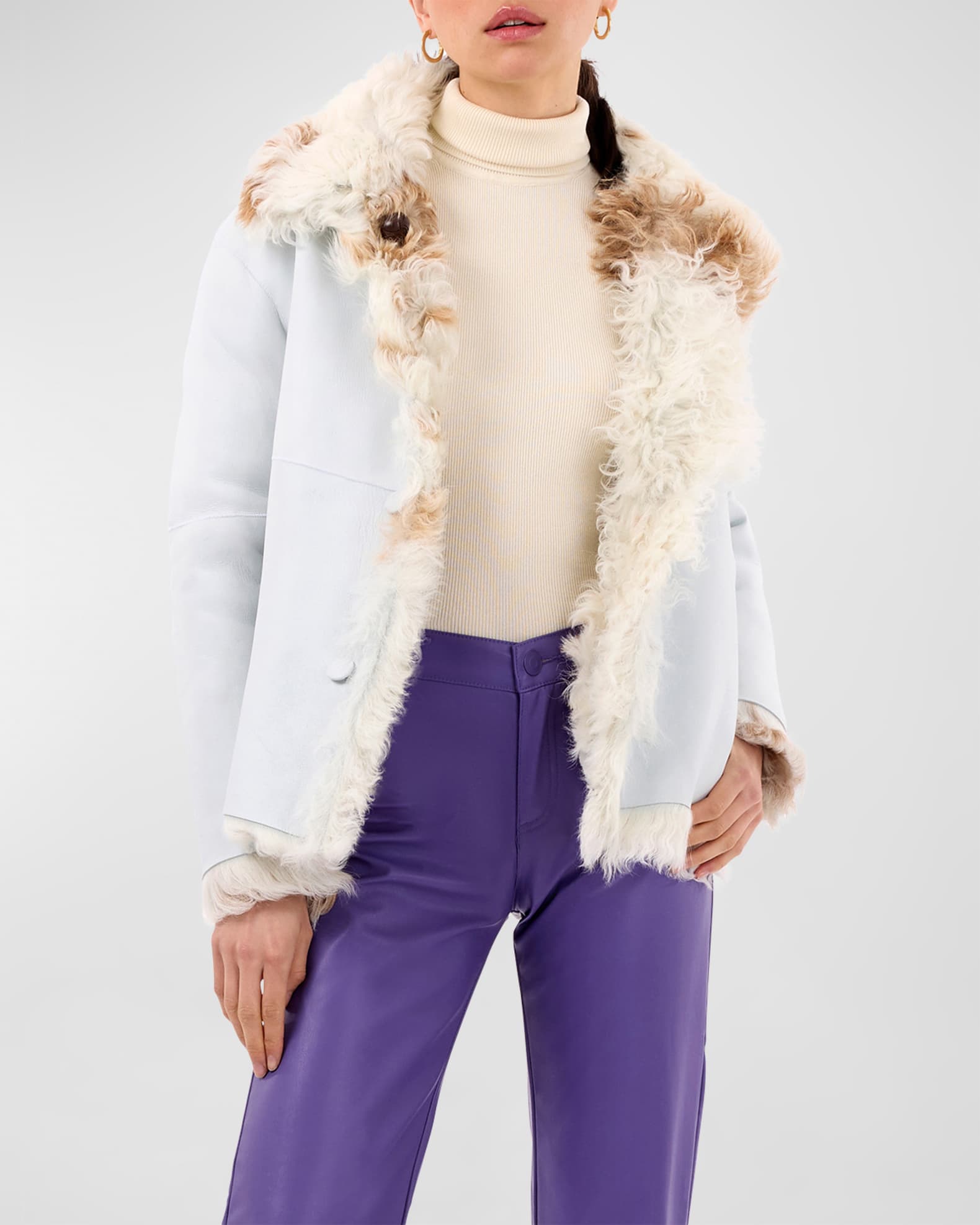 Gorski Curly Lamb Shearling Reversible Jacket | Neiman Marcus