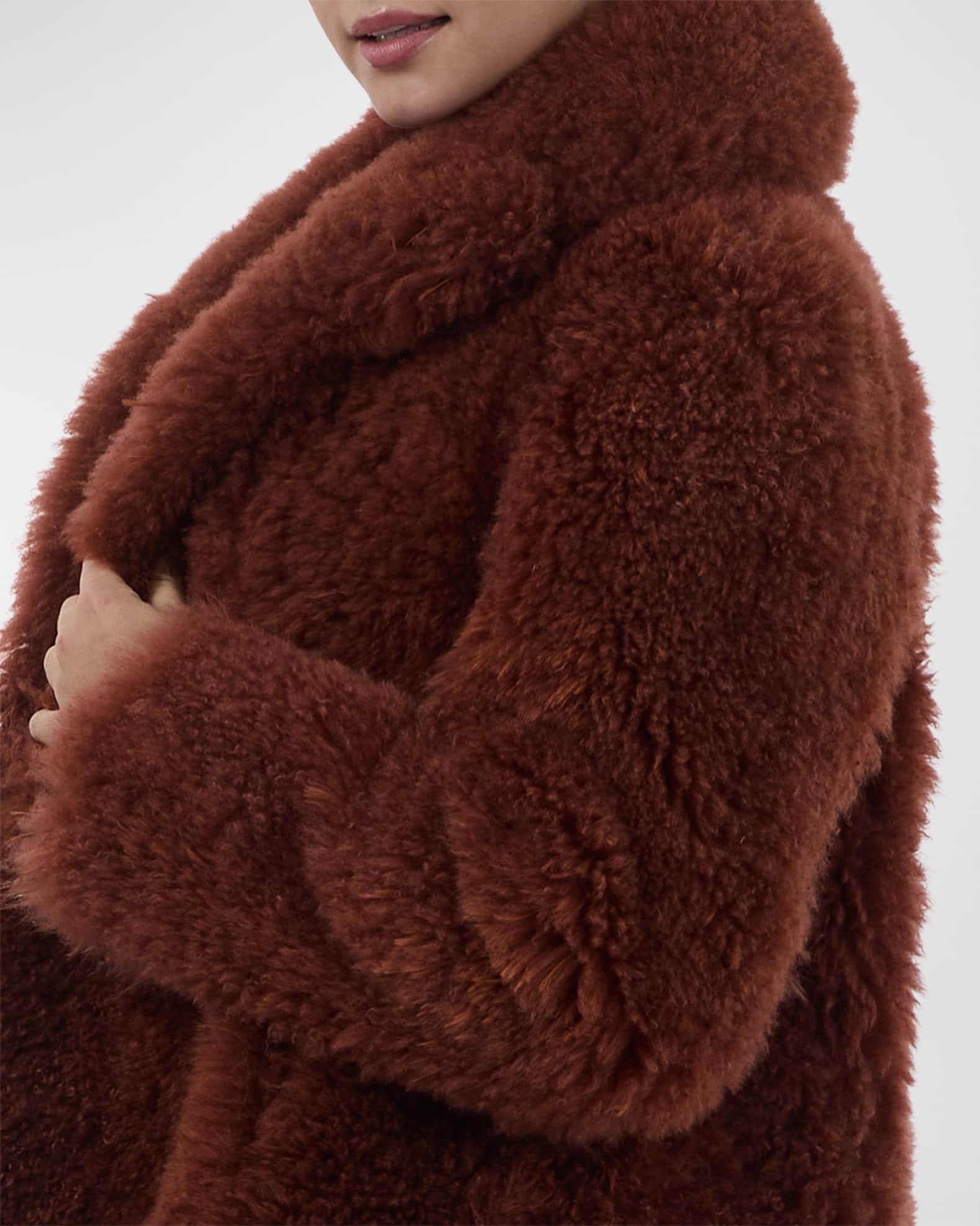 Gorski Belted Cashmere Goat Fur Jacket | Neiman Marcus