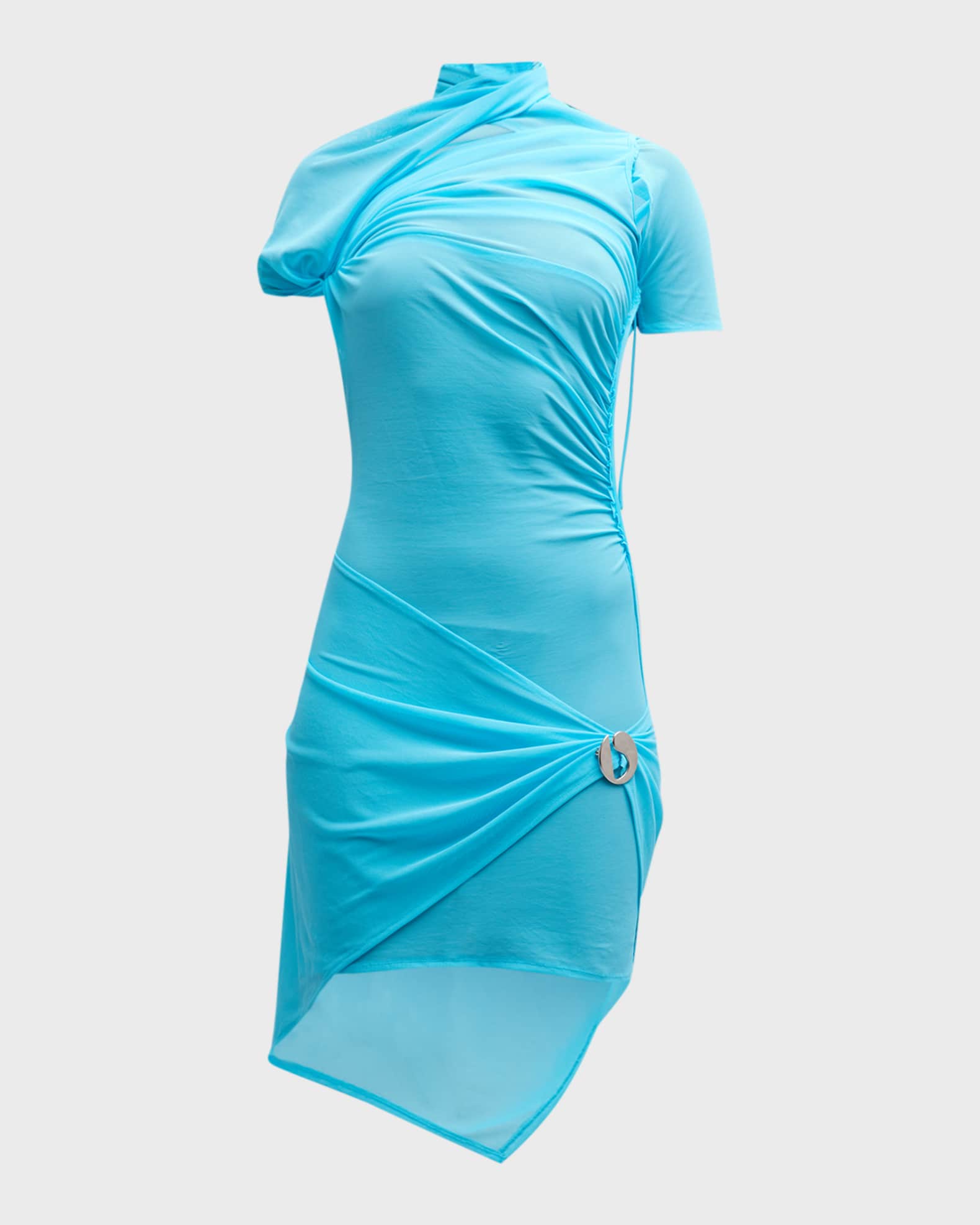 Coperni Asymmetric Draped Mini Dress | Neiman Marcus