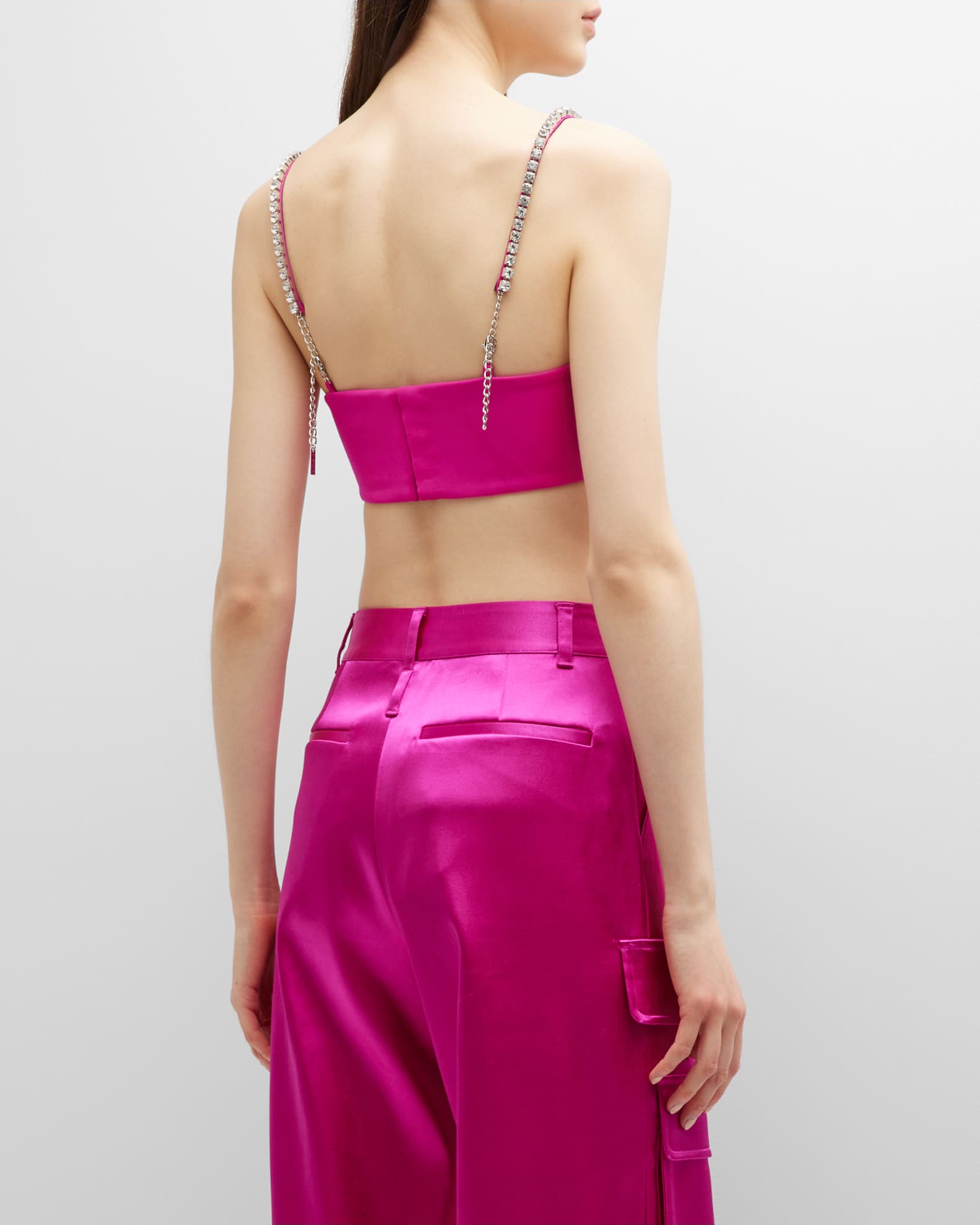 AREA Strass Embellished Heart Crop Top | Neiman Marcus