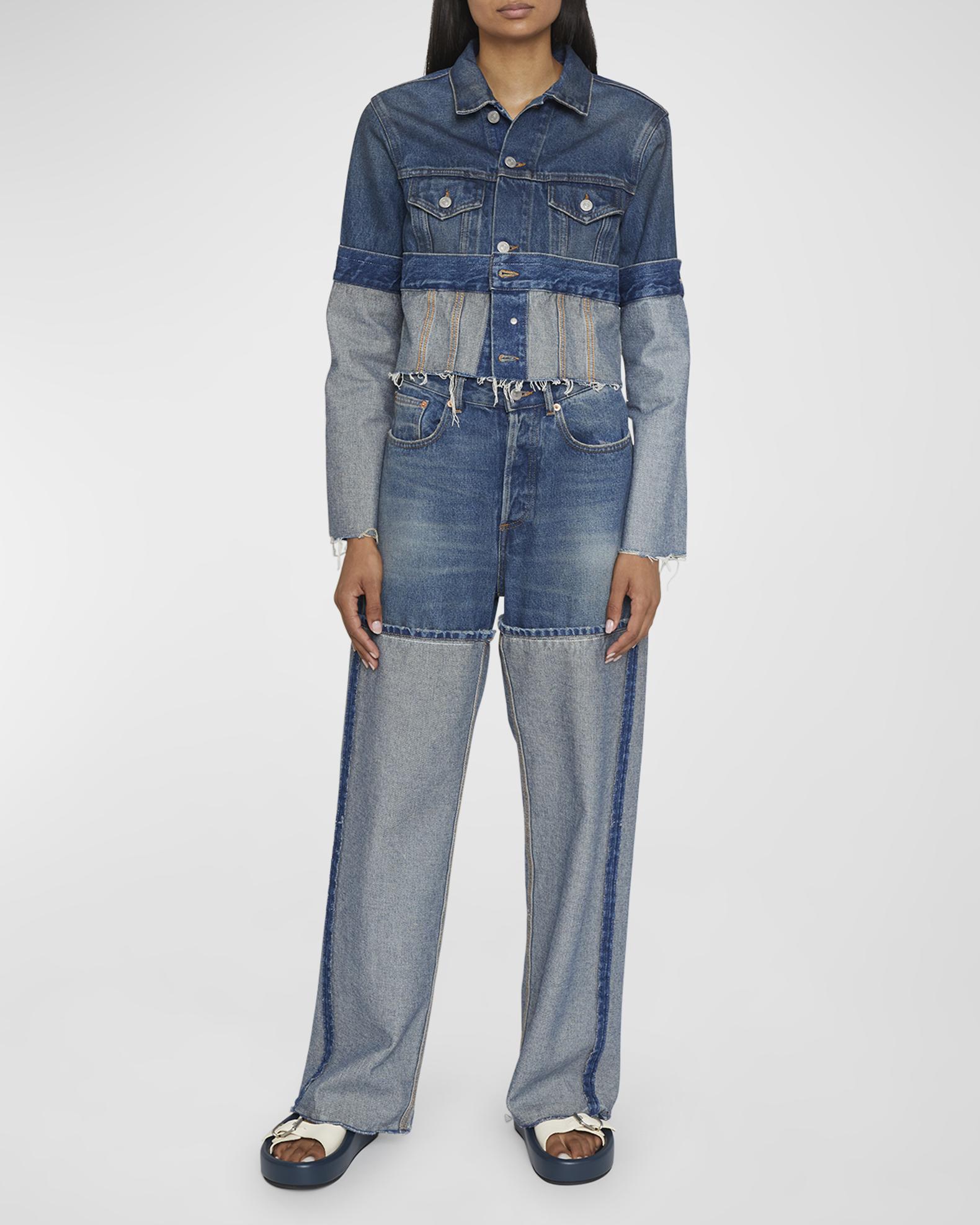 MM6 Maison Margiela Deconstructed Denim Sports Jacket | Neiman Marcus