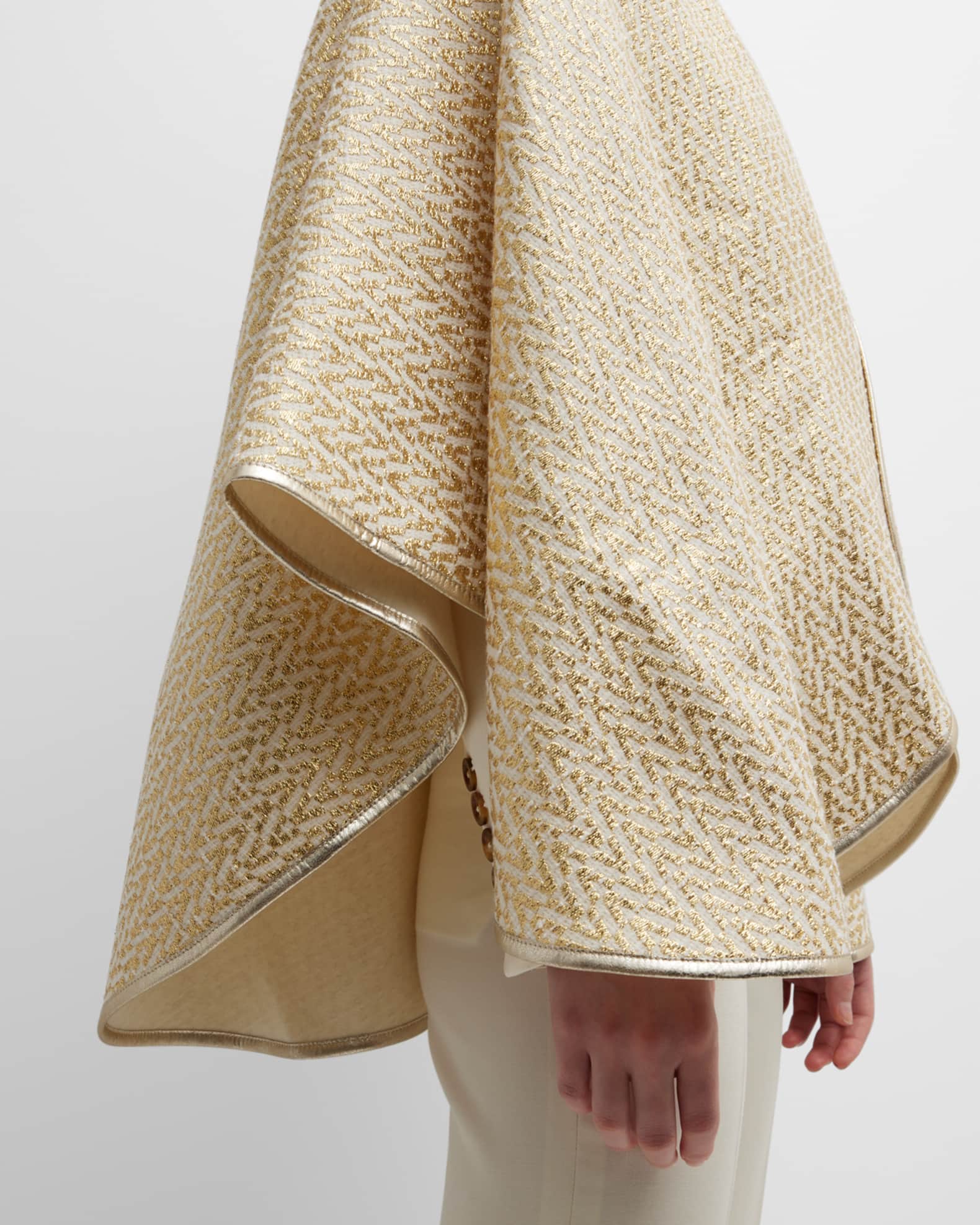 Valentino Garavani Textured Wool-Blend Metallic Cape | Neiman Marcus