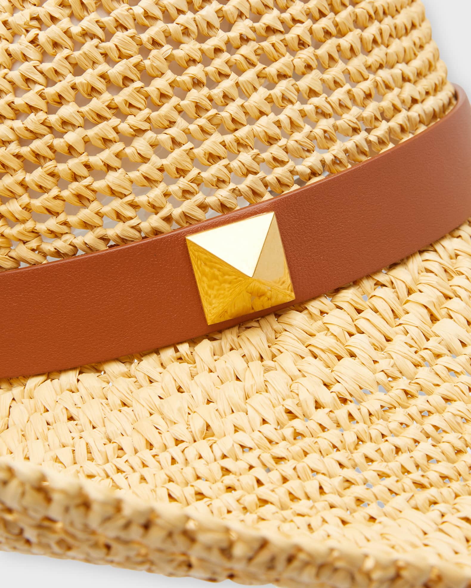 Valentino Garavani Roman Stud Crochet Wide Brim Fedora | Neiman Marcus